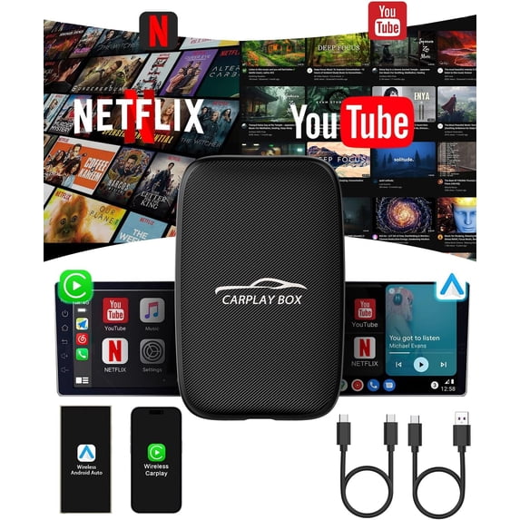 5-in-1 Android Auto Wireless Adapter and Apple CarPlay Adapter, Carplay ...