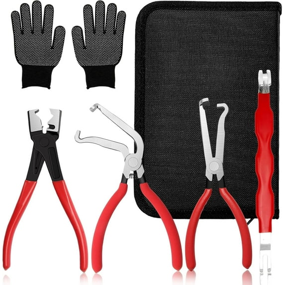5-in-1 Auto Disconnect Pliers Set (with Gloves) - Fuel Line, Wiring ...