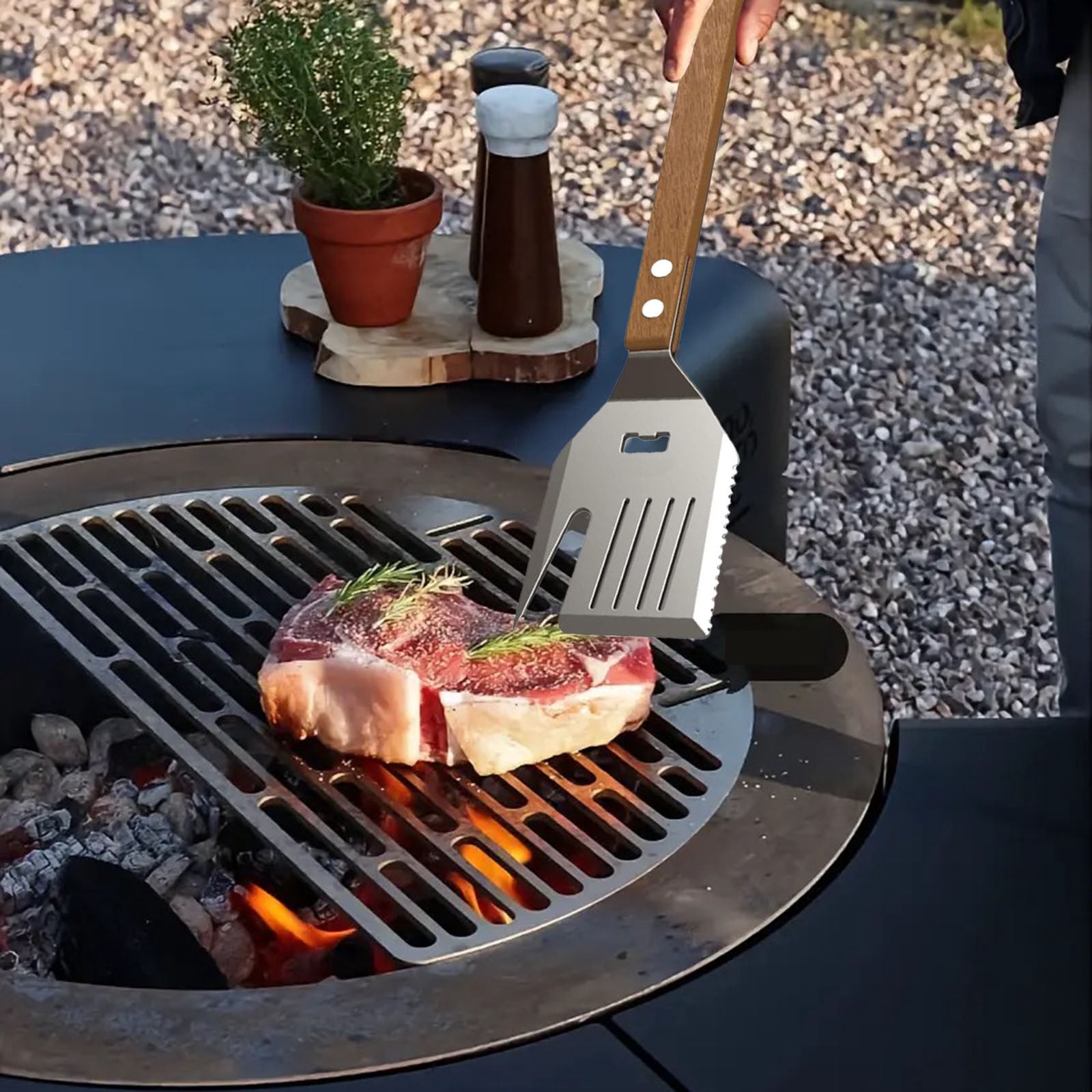 5-in-1 BBQ Grill Tool Heavy Duty Stainless Steel Spatula with Bottle ...