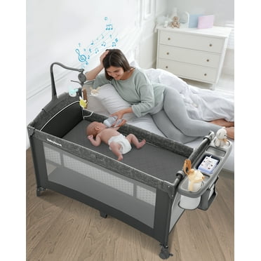 JOYMOR 7 in 1 Bedside Bassinet with Changing Table, Pink Bassient for ...