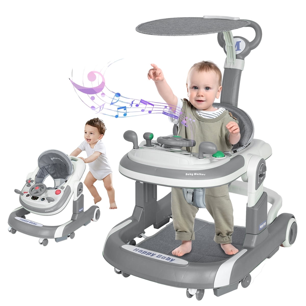 HAOUUCYIN 5-in-1 Baby Walker with Foot Pads/Handles for Girls Boys ...