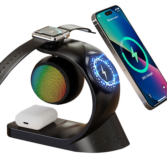 5 in 1 Bluetooth Speaker Wireless Charging Station for IPhone, Magnetic ...