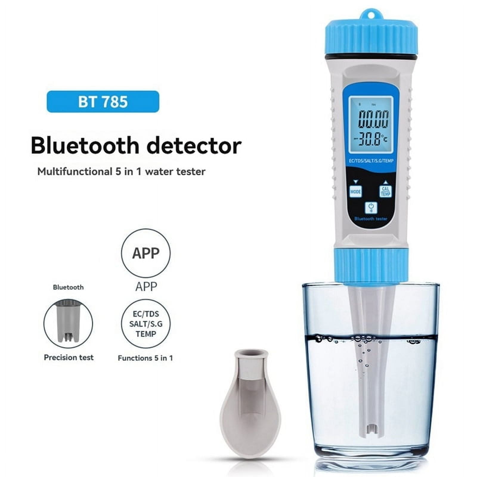 5-in-1 Bluetooth Water Quality Tester TDS, PH, Salinity, Temp, EC Meter ...