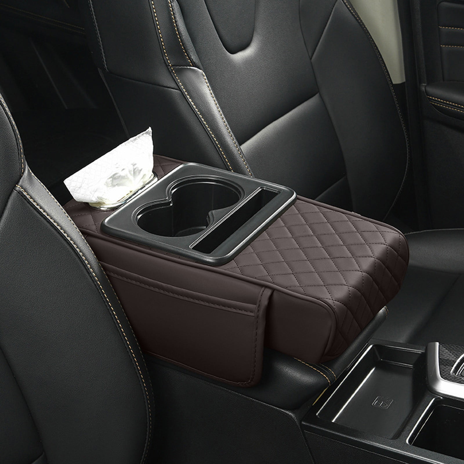 5-in-1 Car Center Console Organizer - Armrest Cushion Cover with 2 ...