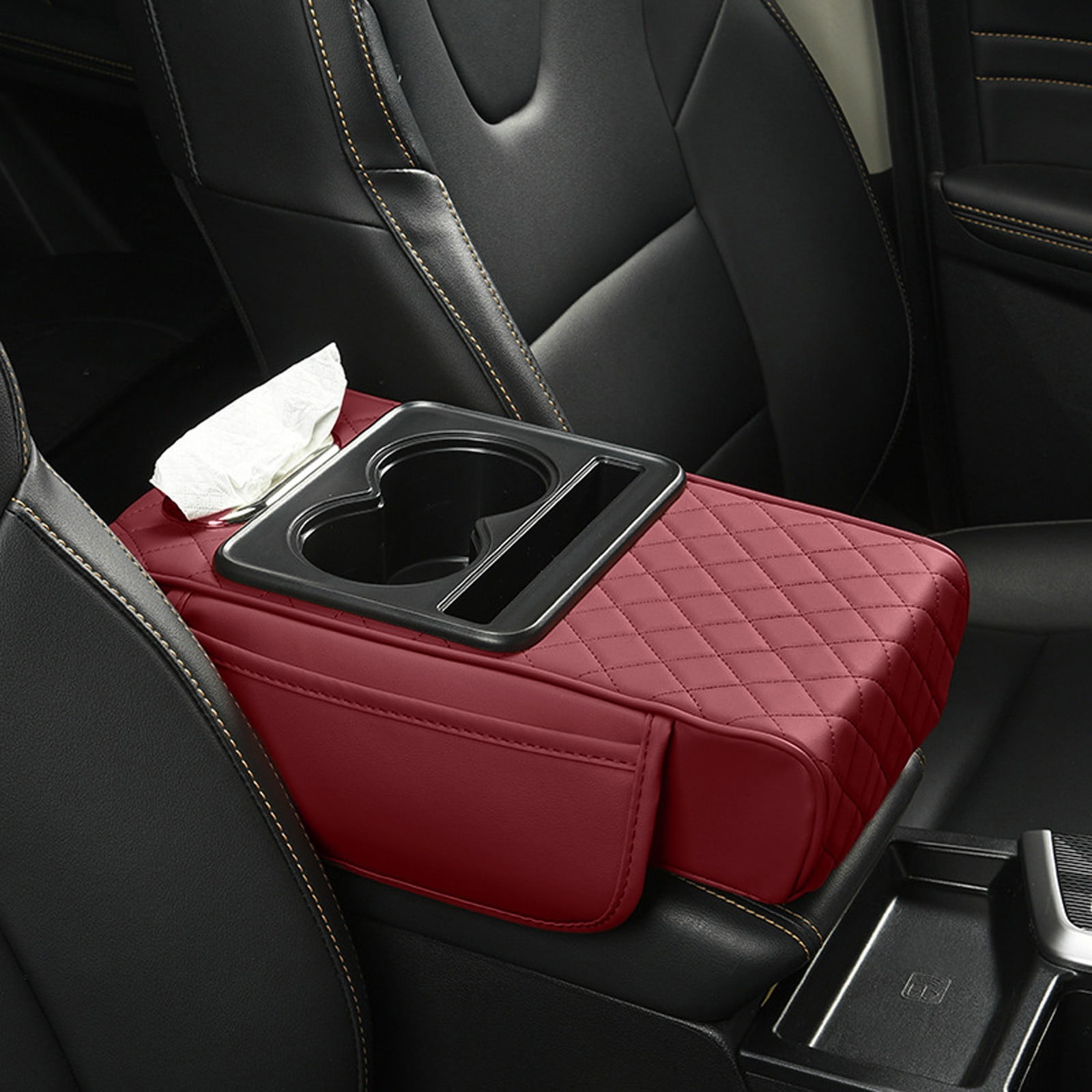 5-in-1 Car Center Console Organizer - Armrest Cushion Cover with 2 ...