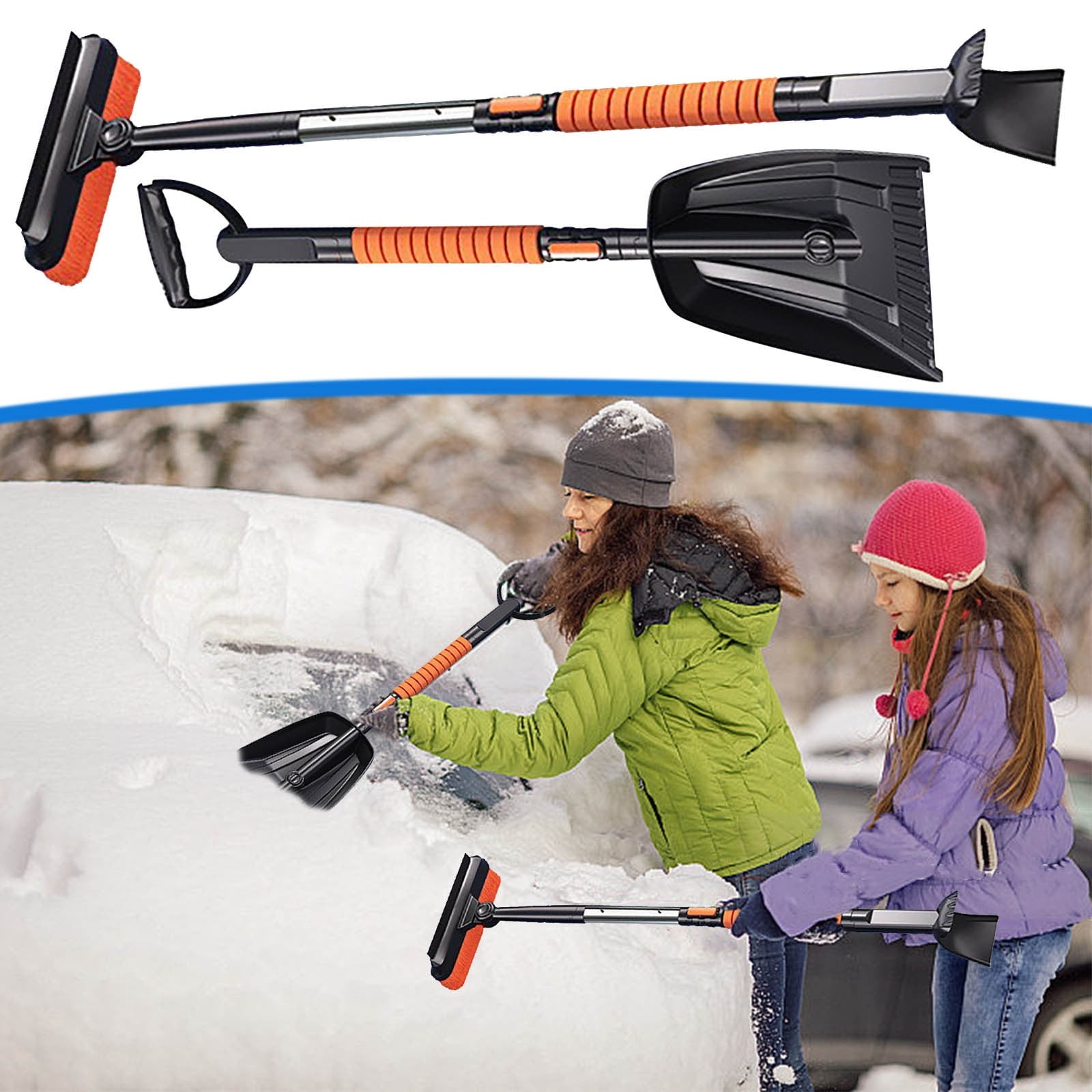5-in-1 Car Snow Sweeper - Multi-Function Snow Scraper and Shovel ...