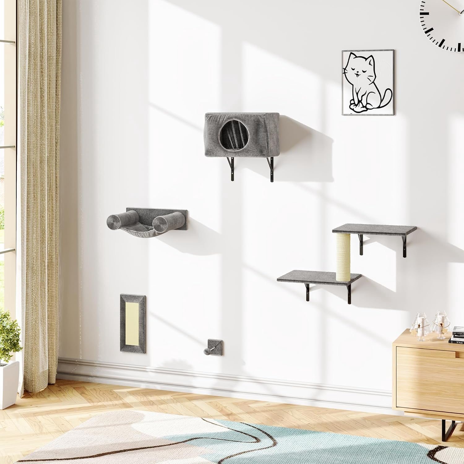 5-in-1 Cat Wall Shelves, Cat Shelves for Wall, Stable & Safe Wall ...