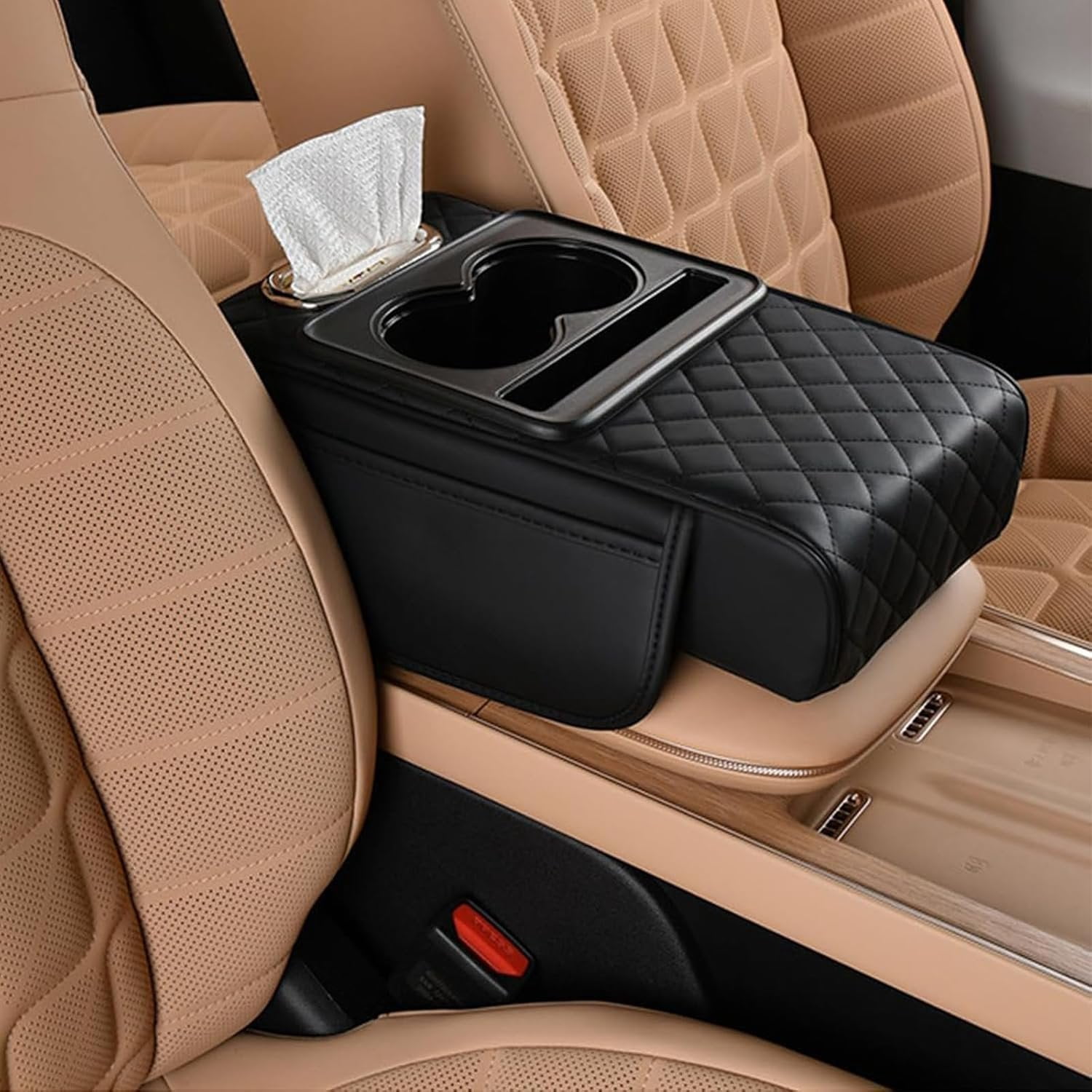 5-in-1 Center Console Cover with Cup Holder & Phone Slot, Armrest ...