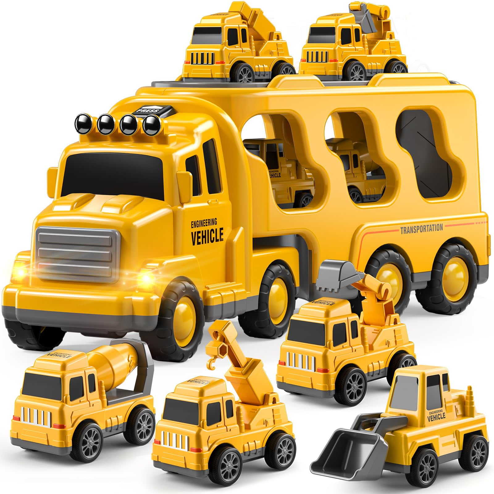 5-in-1 Construction Truck for 3-9 Year Old Boys and Girls - Friction ...