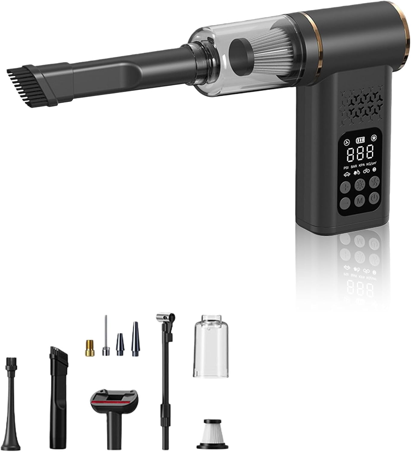 5-in-1 Cordless Car Vacuum Cleaner Portable Tire Inflator with LED ...