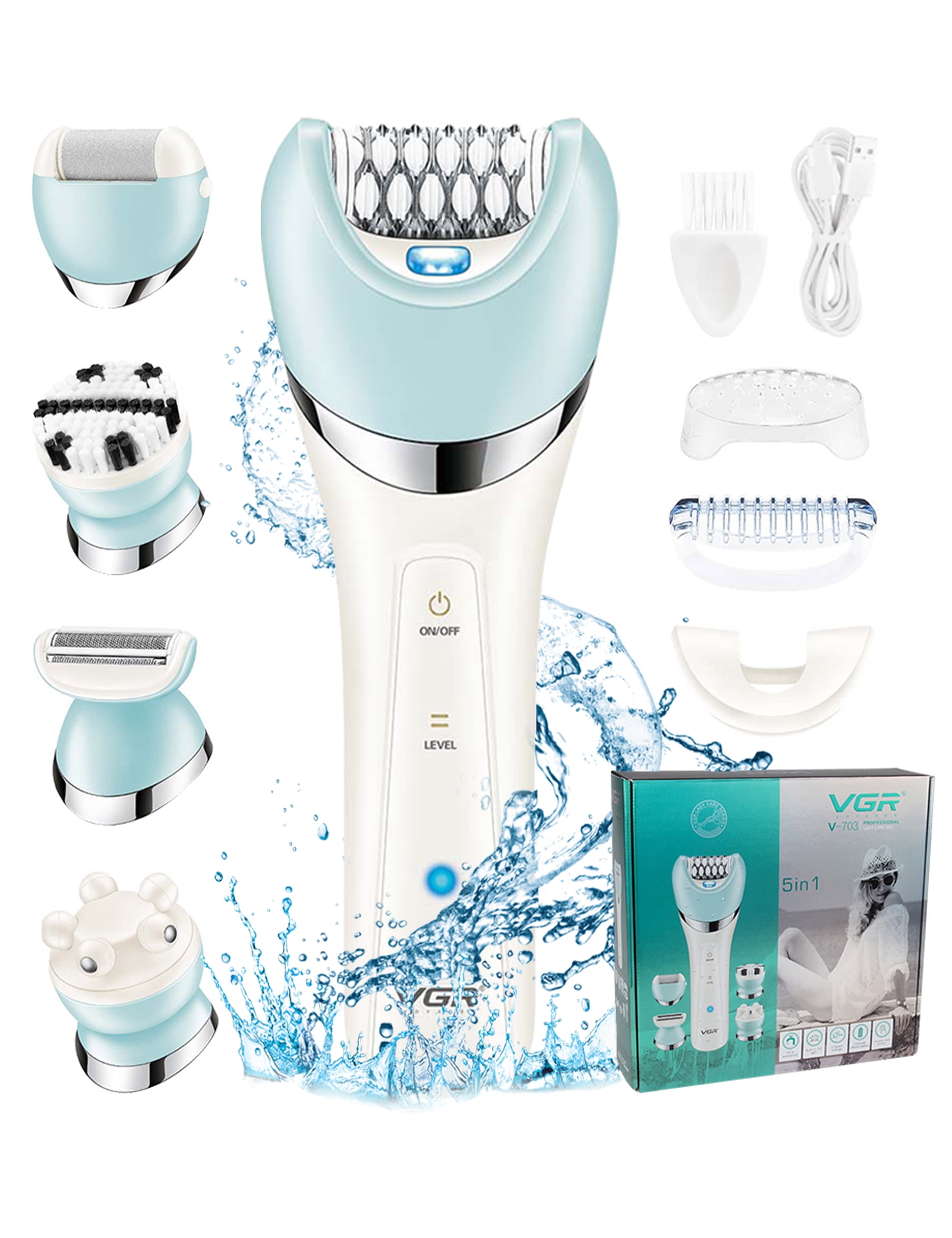 5-in-1 Cordless Epilator for Women, Rechargeable Women Epilator with ...