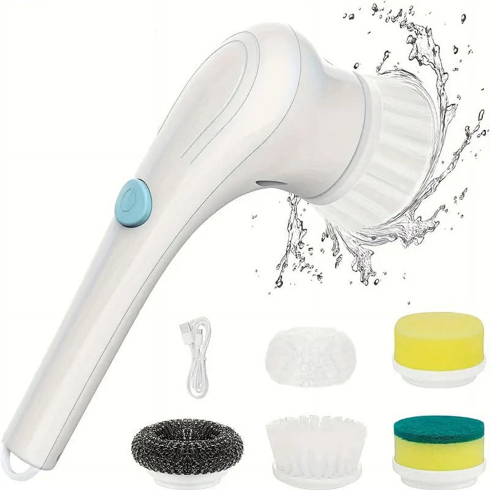 5-in-1 Cordless Scrubber with Rotating Brush 4 Heads for Bathroom Tile ...
