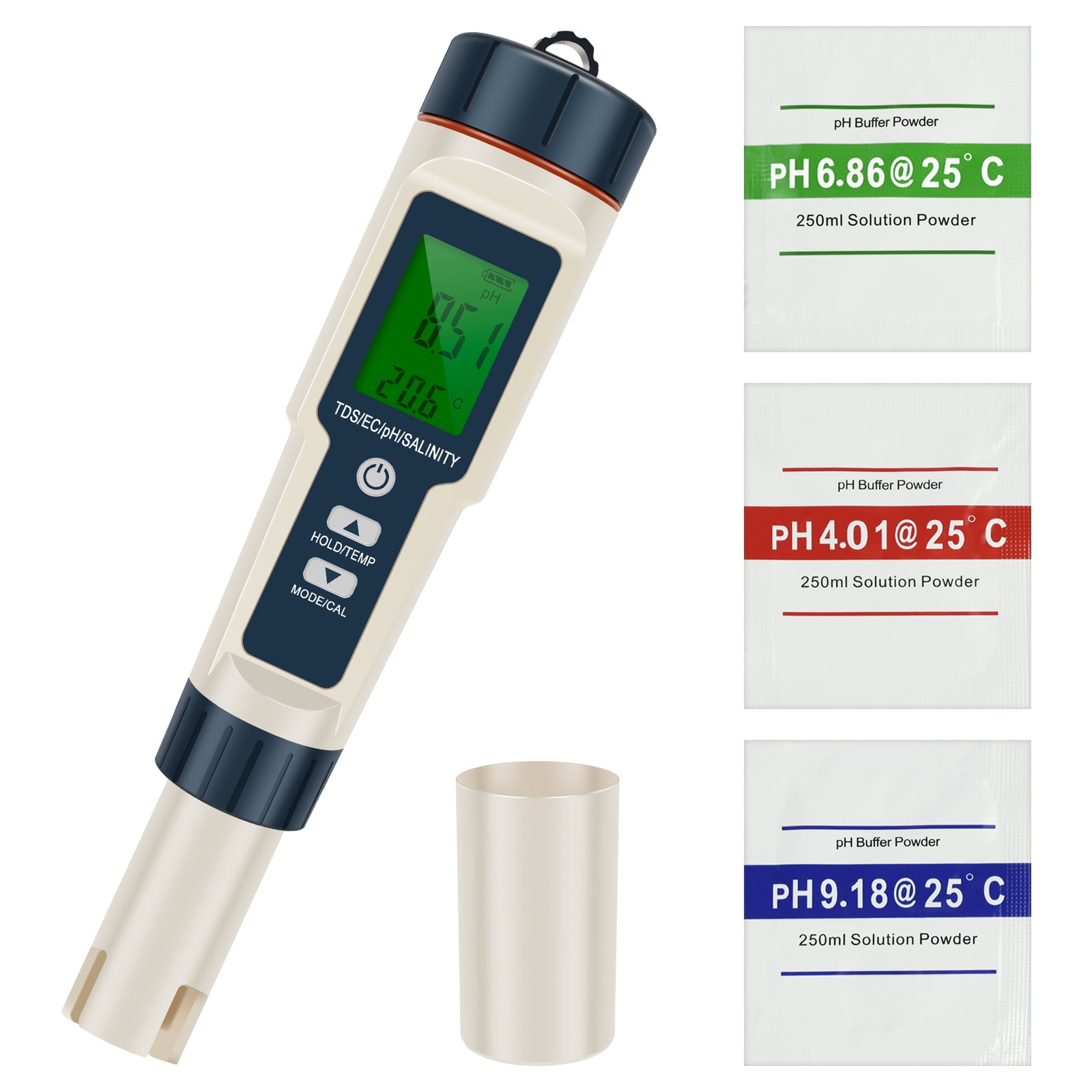 5 in 1 Digital PH Tester High Precision Backlight Design Water Salinity ...