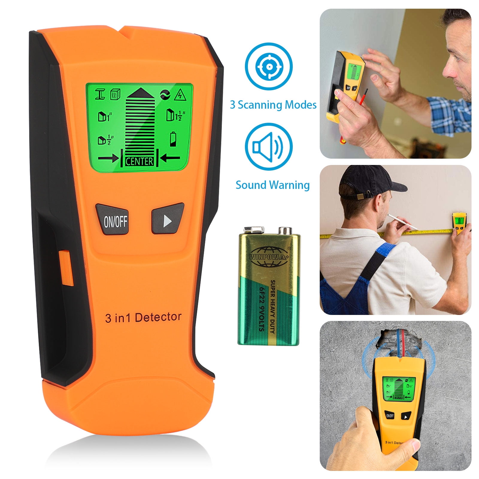 5 in 1 Digital Stud Finder Wood Metal Pipe Wire LCD Detector Wall ...