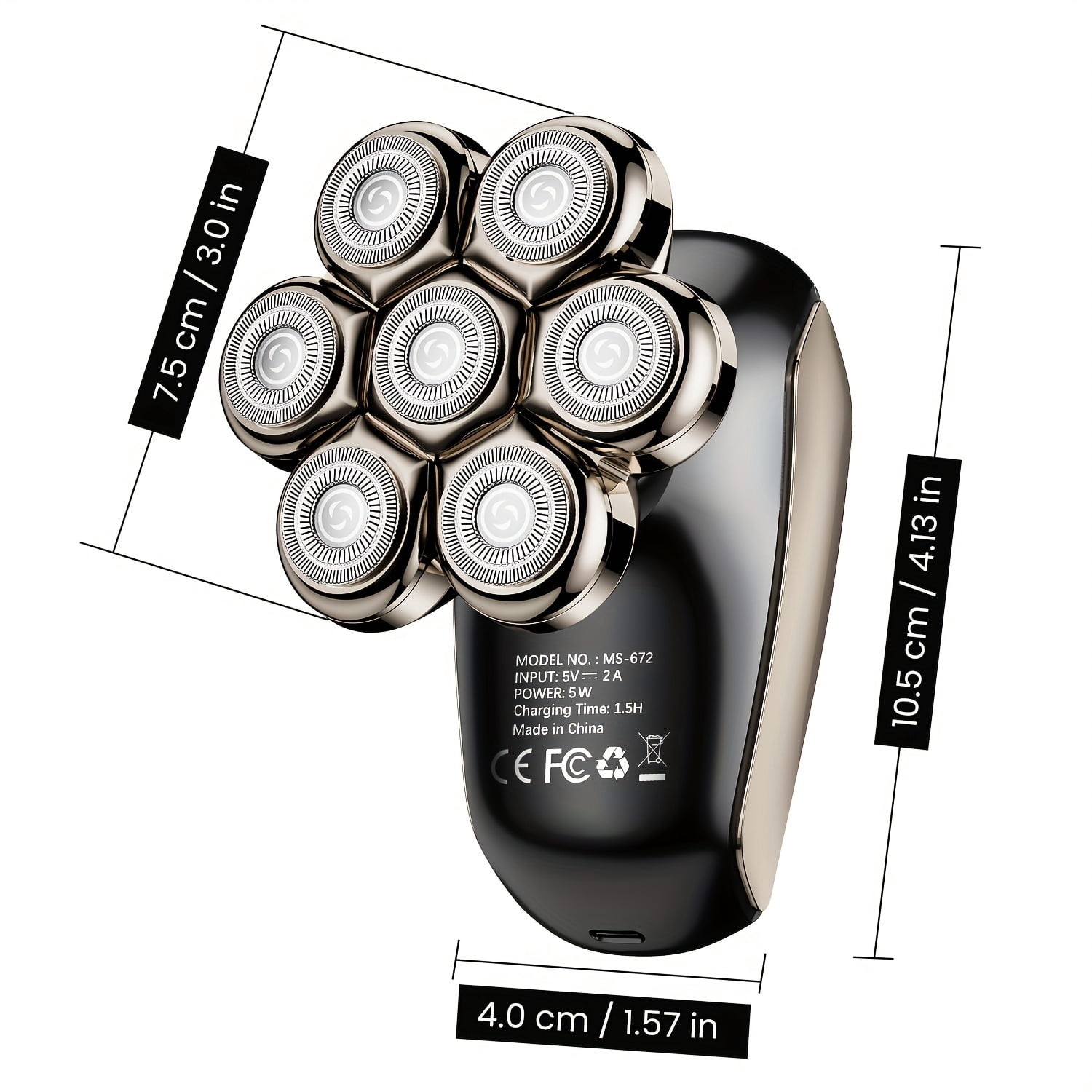 5-in-1 Electric Razor for Bald Men, Detachable Head Shavers with LED ...
