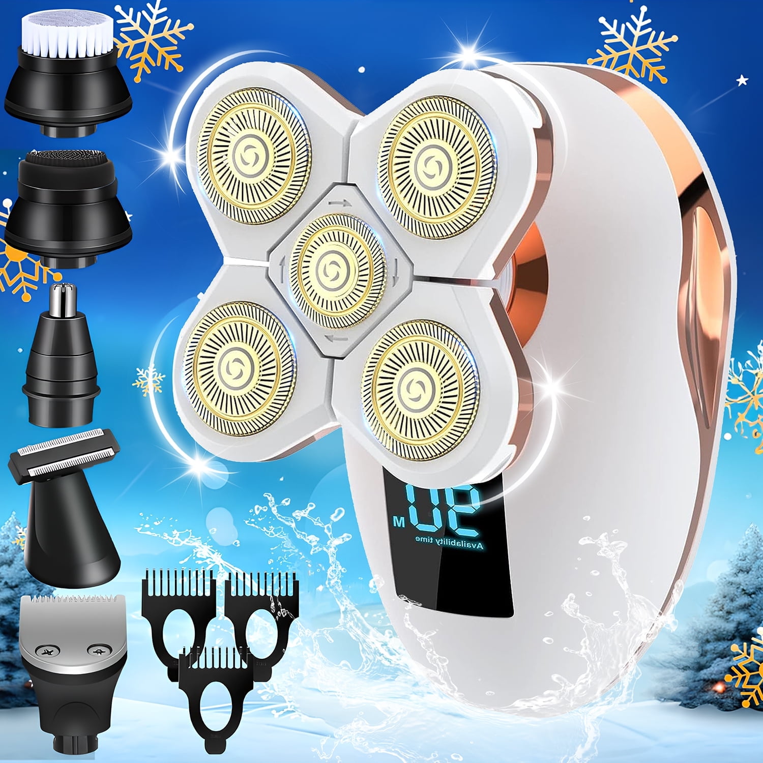 Morfone 5-in-1 Electric Razor, Wet Dry 5D Rotary Shaver, Water ...