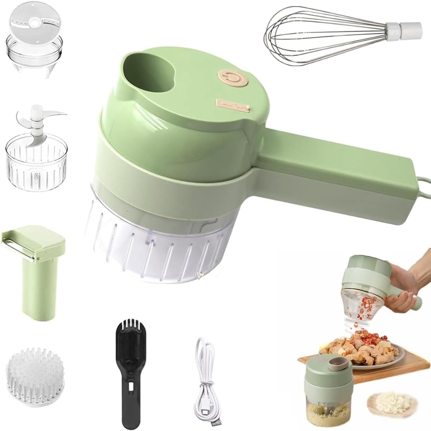 5 in 1 Electric Vegetable Chopper Set, Mini Handheld Vegetable Chopper ...