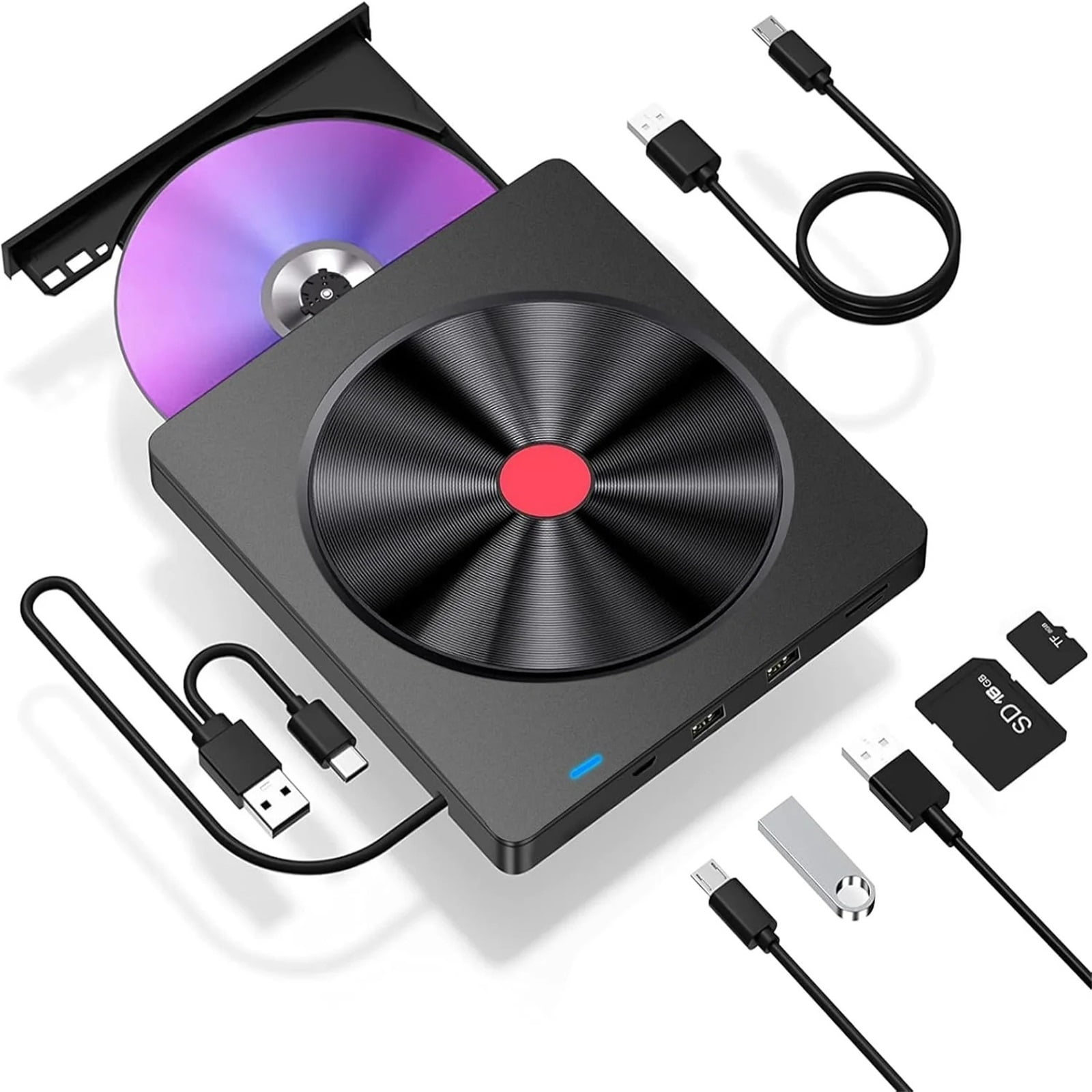 5 in 1 External Blu-Ray Drive,Portable Slim USB Optical Drives CD DVD ...