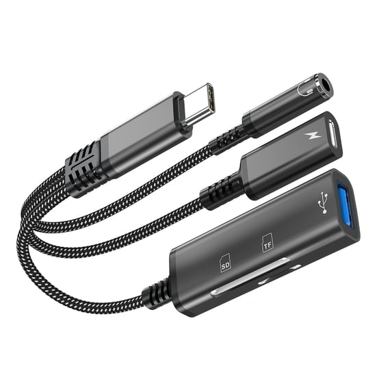 5 in 1 Fast Charging Adapter Type C to Type C 3.5mm Sound Adapter Cable ...