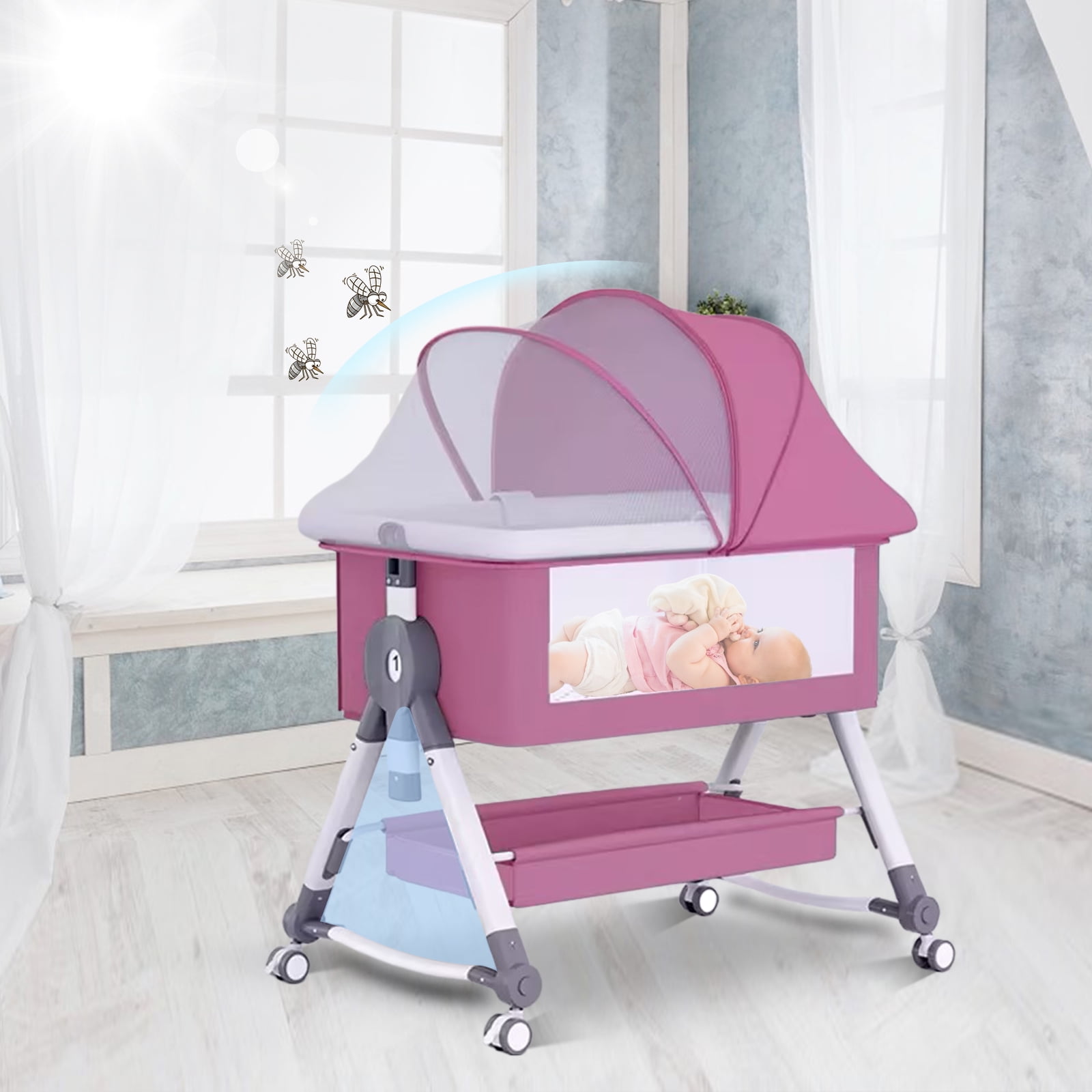 5-in-1 Foldable Baby Rocker with Wheels | Adjustable Height, Anti ...