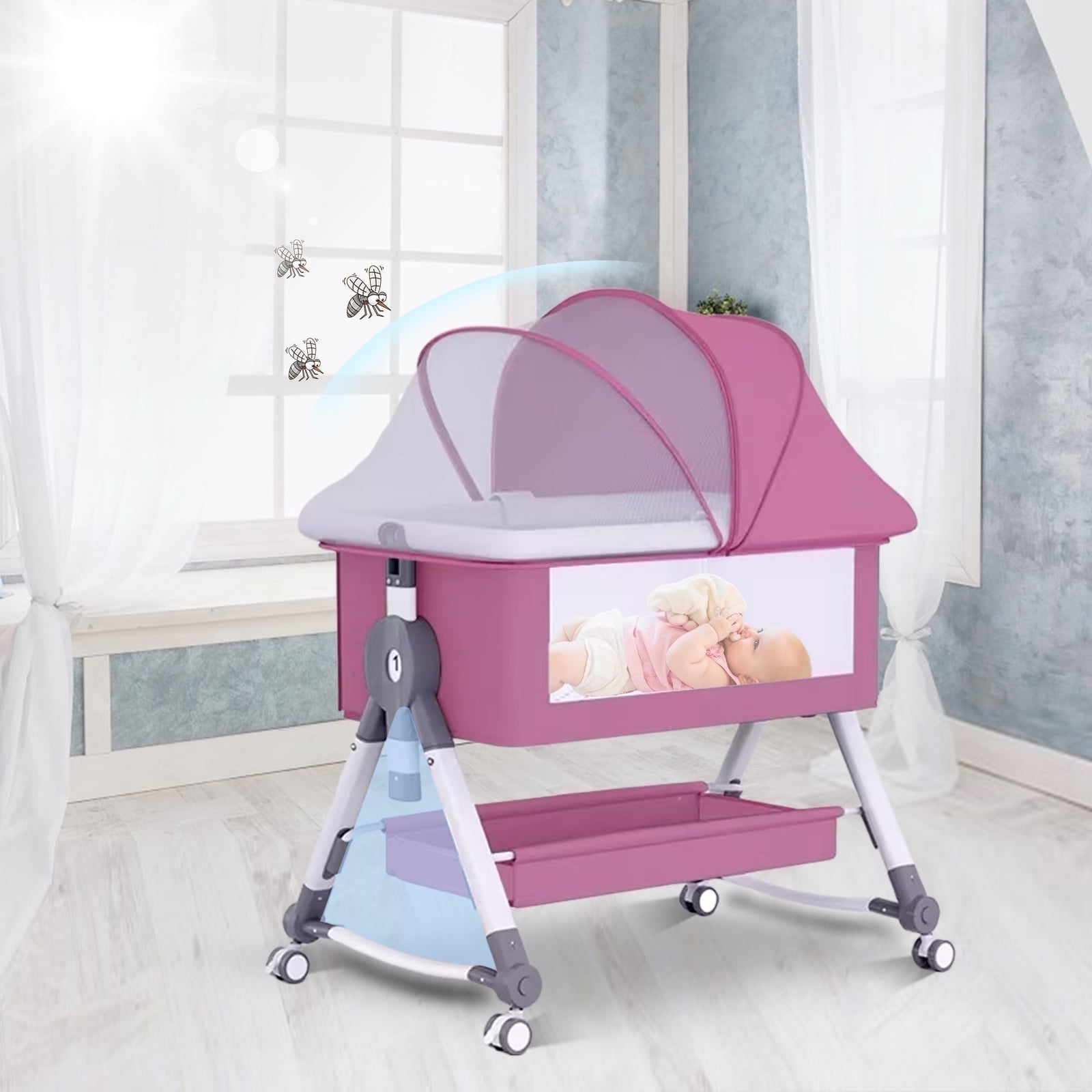Magic Co Portable Baby Bassinet with Mosquito Net – Foldable Infant ...