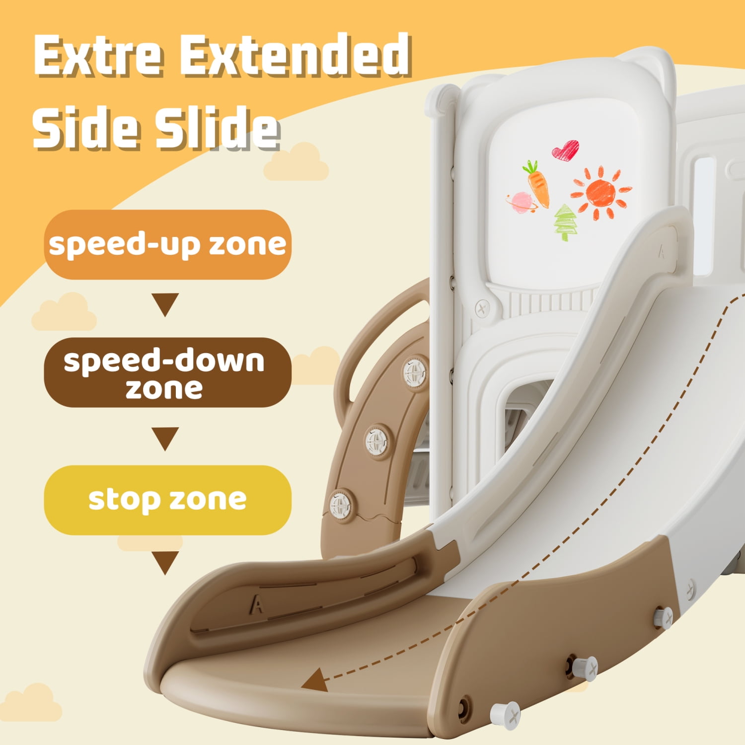 5-in-1 Fun Toddler Slide and Swing Set with Drawing Whiteboard - Freestanding Kids Playground ...