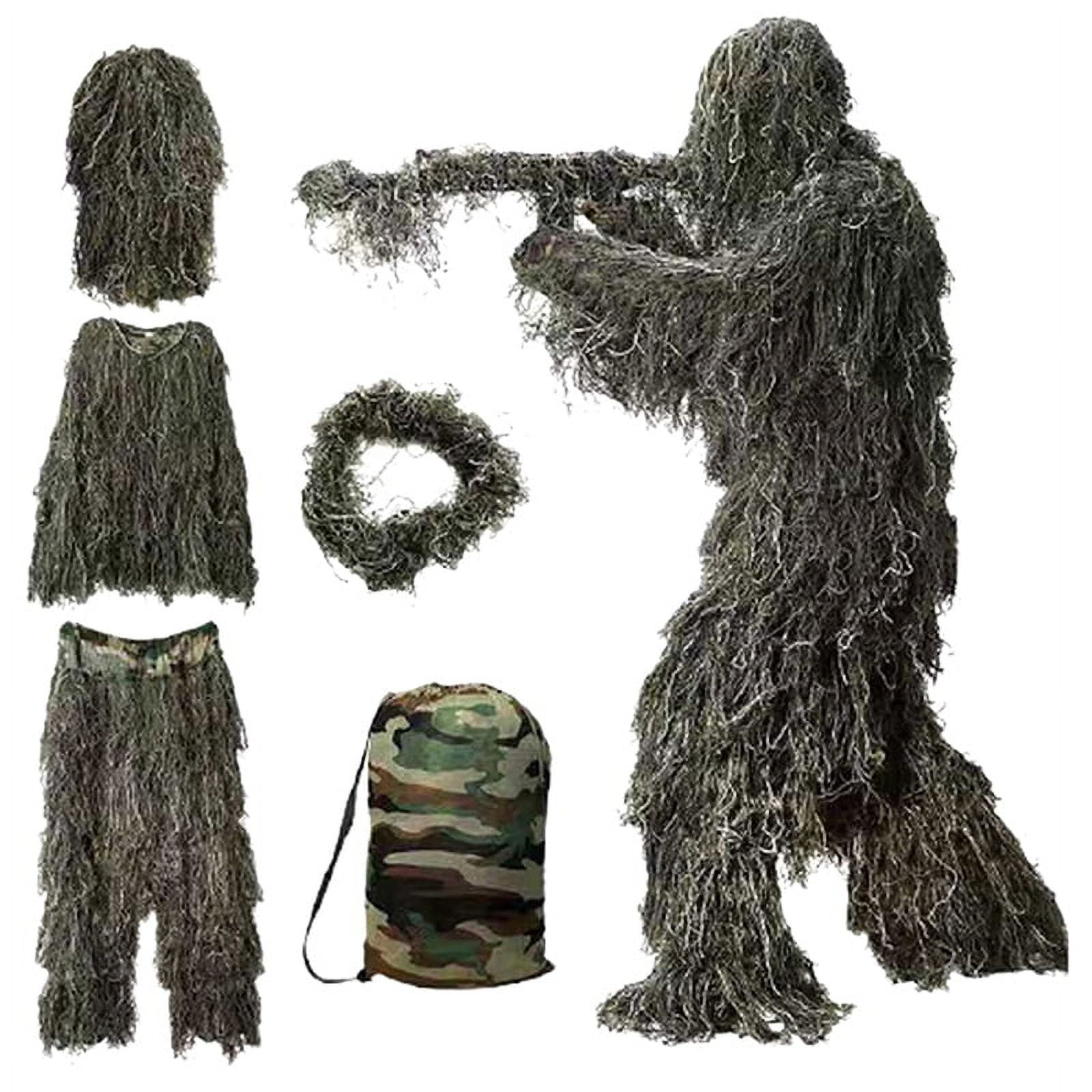 5 in 1 Ghillie Suit,3D Camouflage Outdoor Hunting Apparel Including ...