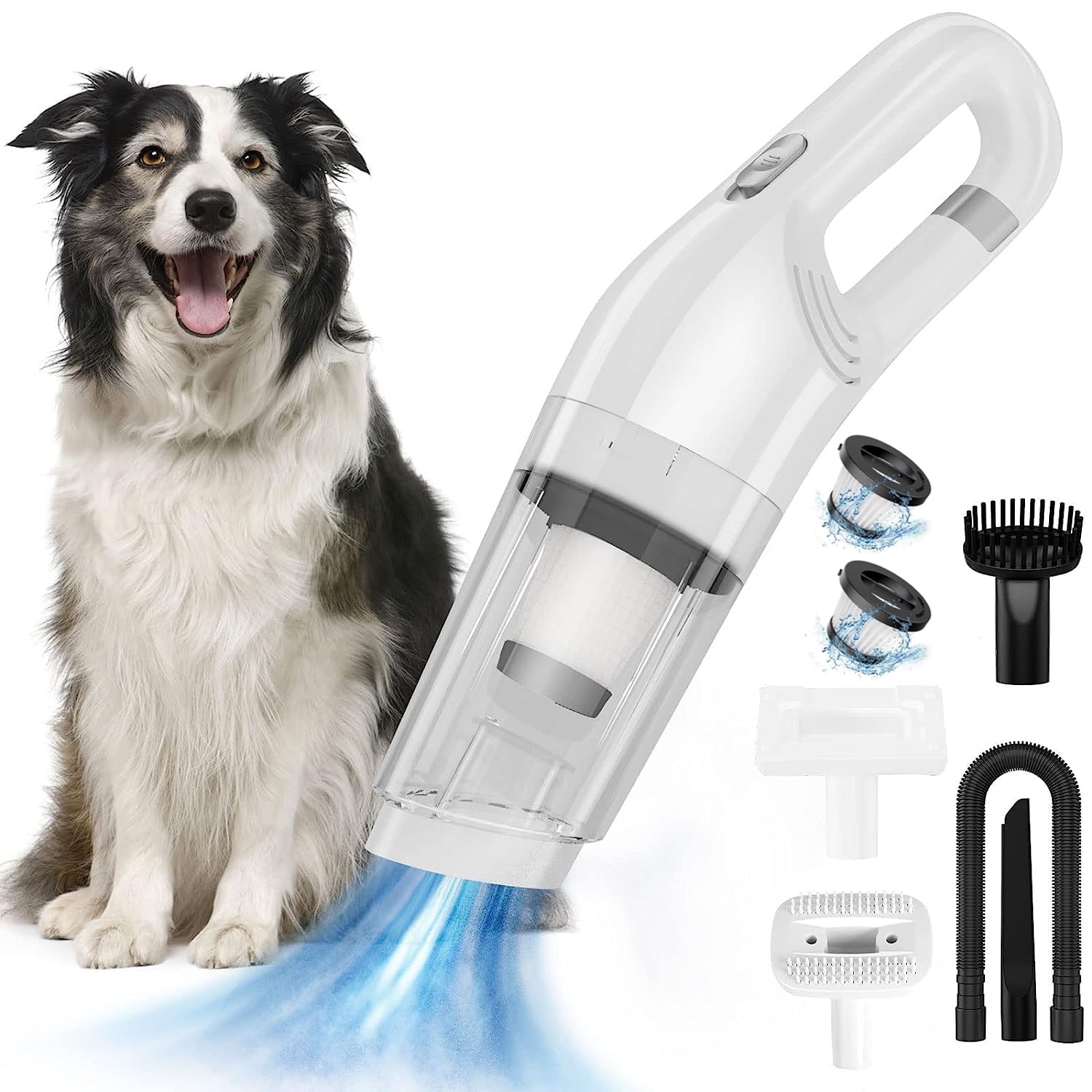 5-in-1 Handheld Pet Hair Vacuum & Grooming Brush, Low Noise Pet Vacuum ...