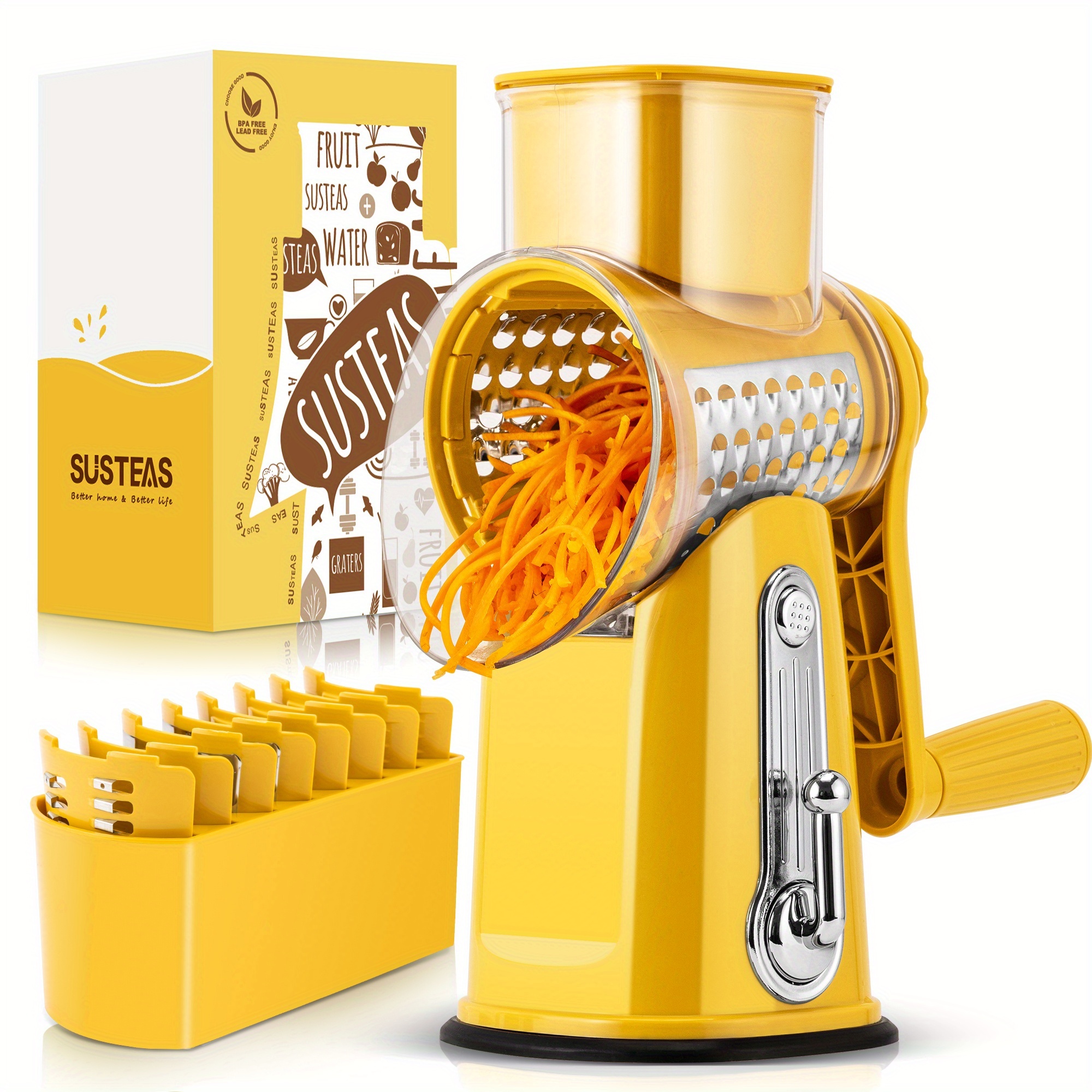 5-in-1 Handheld Rotary Cheese Grater - Mandoline Slicer, Veggie Chopper ...