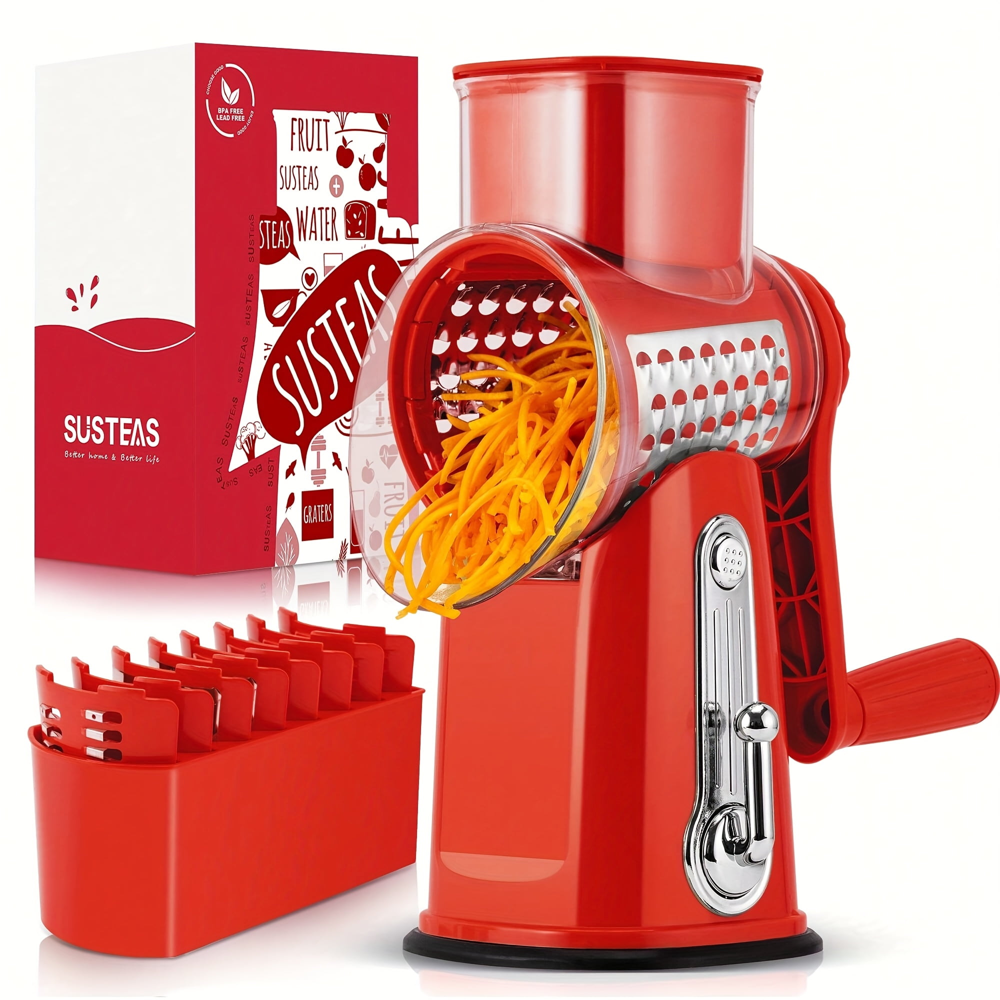 5-in-1 Handheld Rotary Cheese Grater - Mandoline Slicer, Veggie Chopper ...