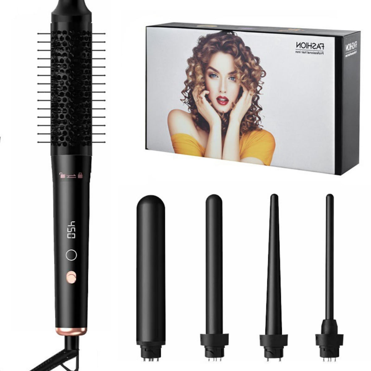 5 in 1 Interchangeable Curling Wand Set with LCD Display – 4 Temp ...