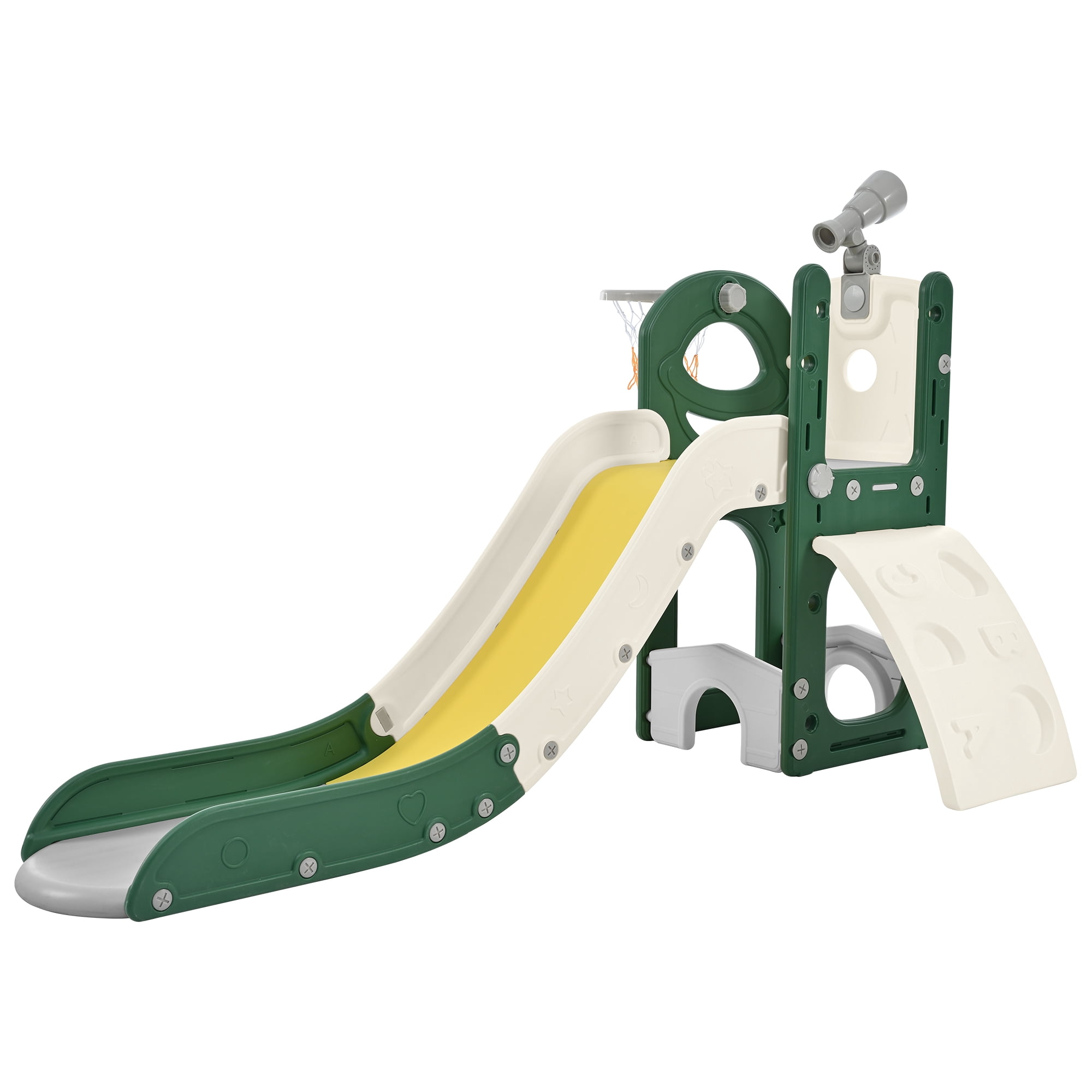 5-in-1 Kids Slide Playset with Freestanding Spaceship Theme, Slide ...