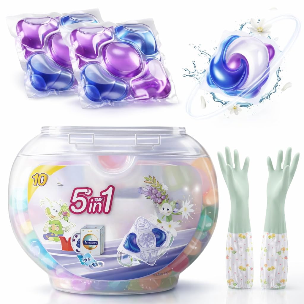 5-in-1 Laundry Detergent Pods (80 Count), White Musk Scented ...