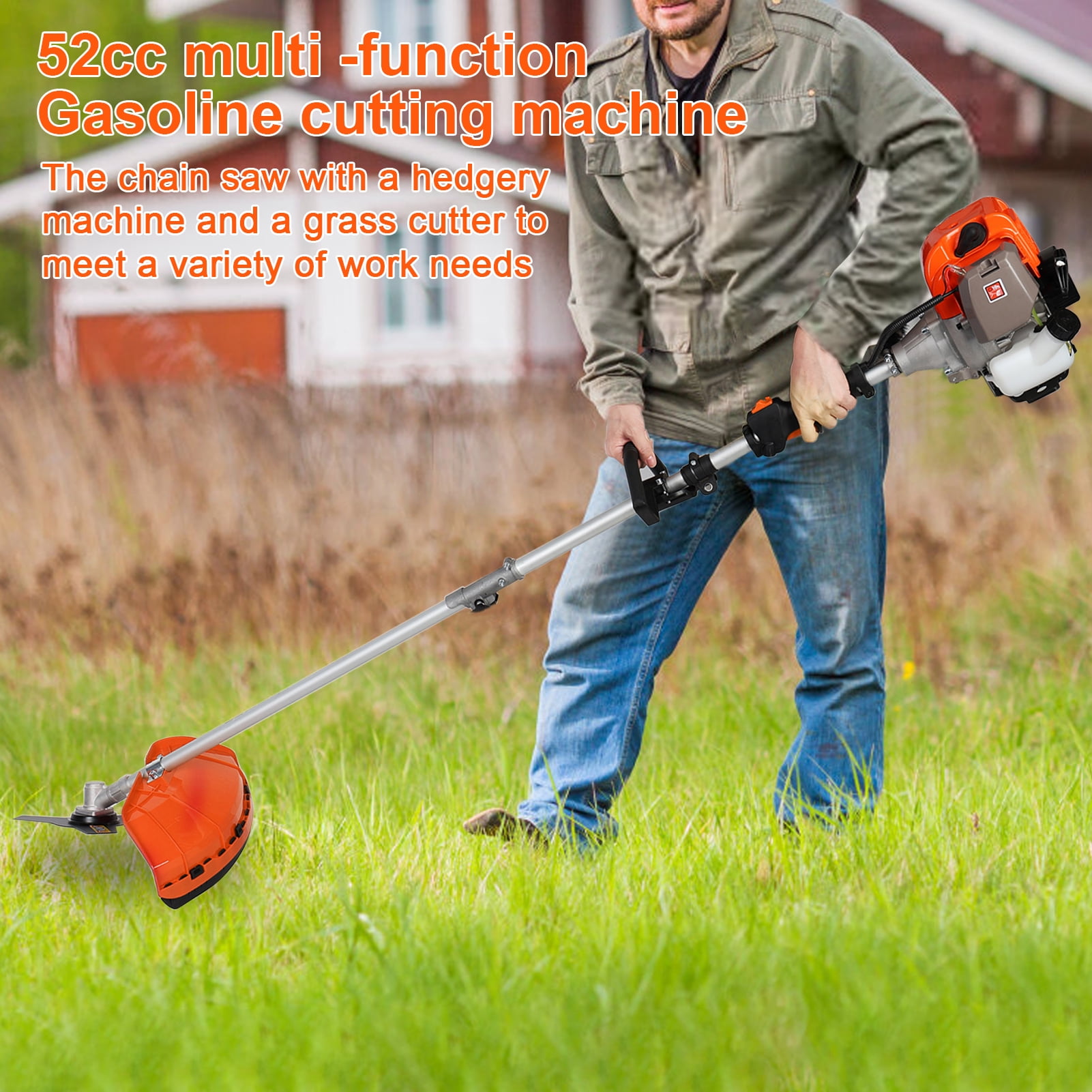 5 in 1 Lawn Mower, 52CC Gas Weed Trimmer, Cordless Hedge Trimmer, 2 ...