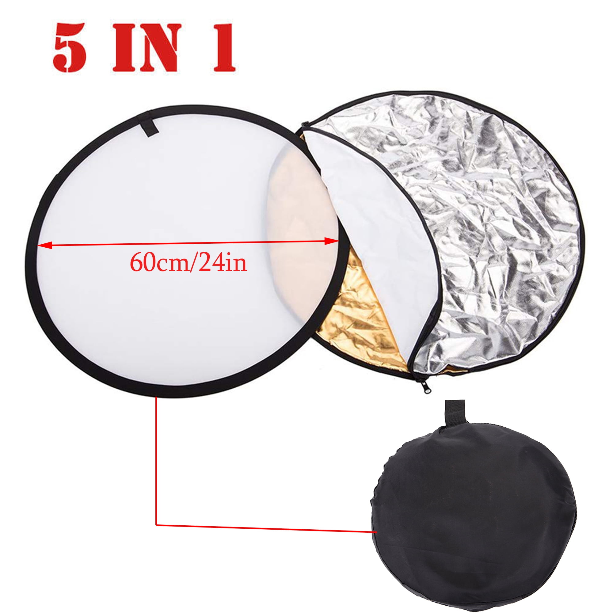5-in-1 Light Mulit Collapsible disc Reflector Photography 24-Inch 60cm ...