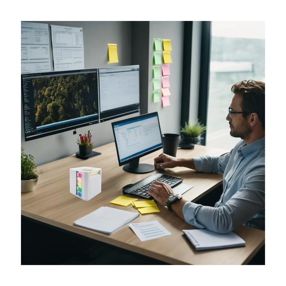 5-in-1 Magnetic Sticky Note Holder & Dispenser with Pop-Up, Transparent ...