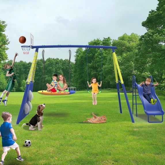 Shengchao Trade Metal Kids Swing Sets with Heavy Duty Outdoor A-Frame ...