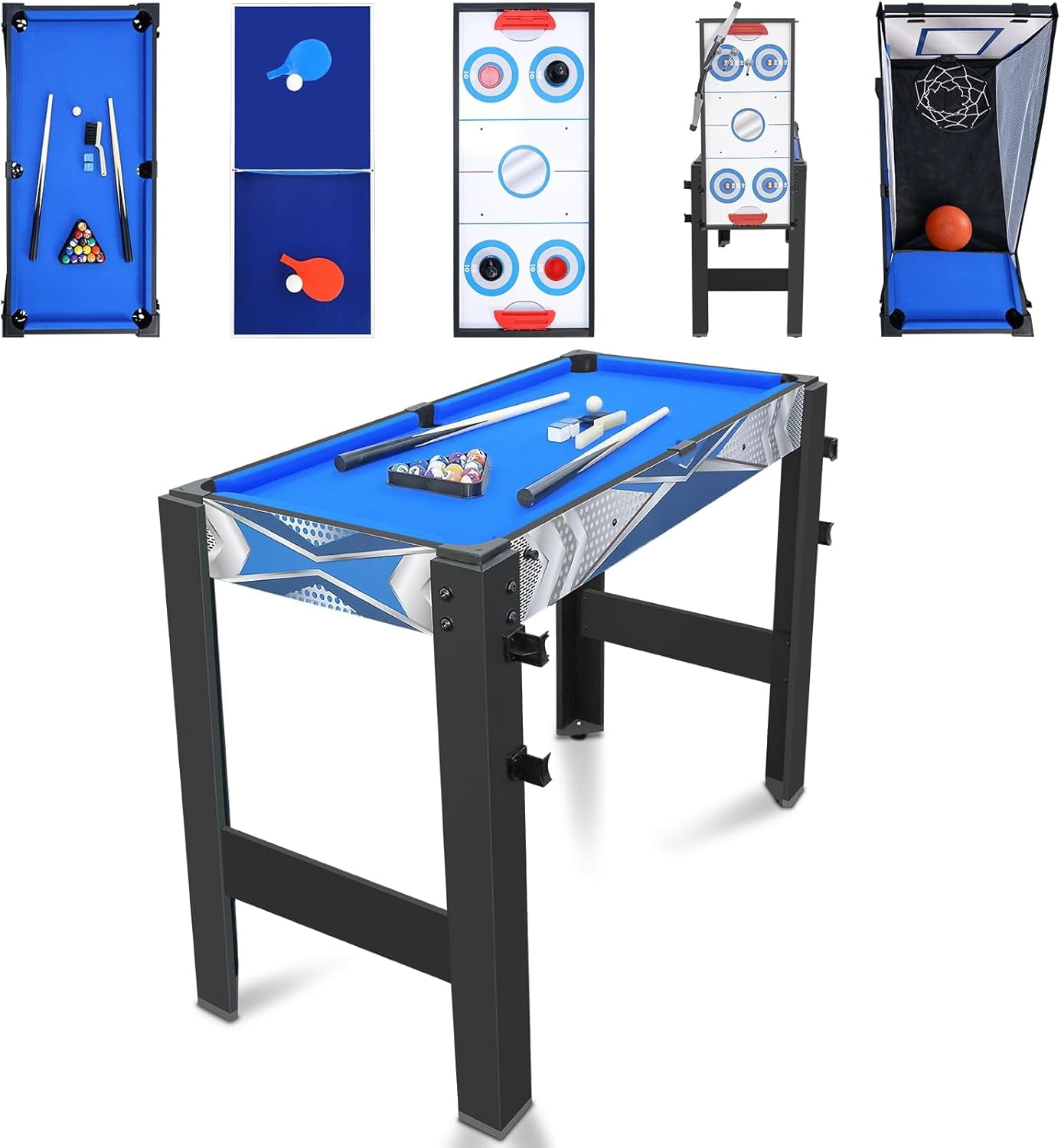 5-in-1 Multi Game Combination Table Set Table Tennis Table, Pool Table ...