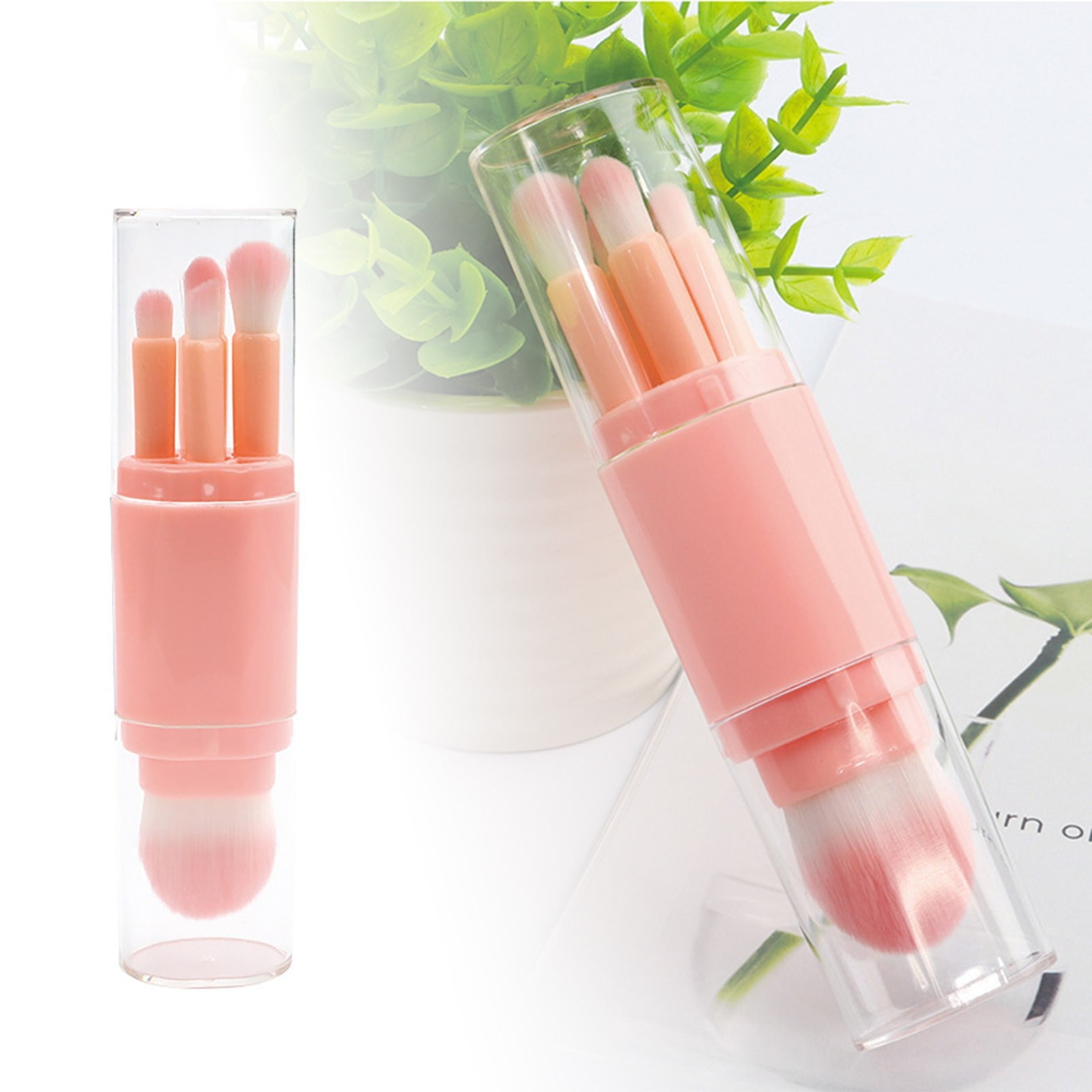 5-in-1 Multifunctional Makeup Brush Set Compact Travel Cosmetic Tool ...