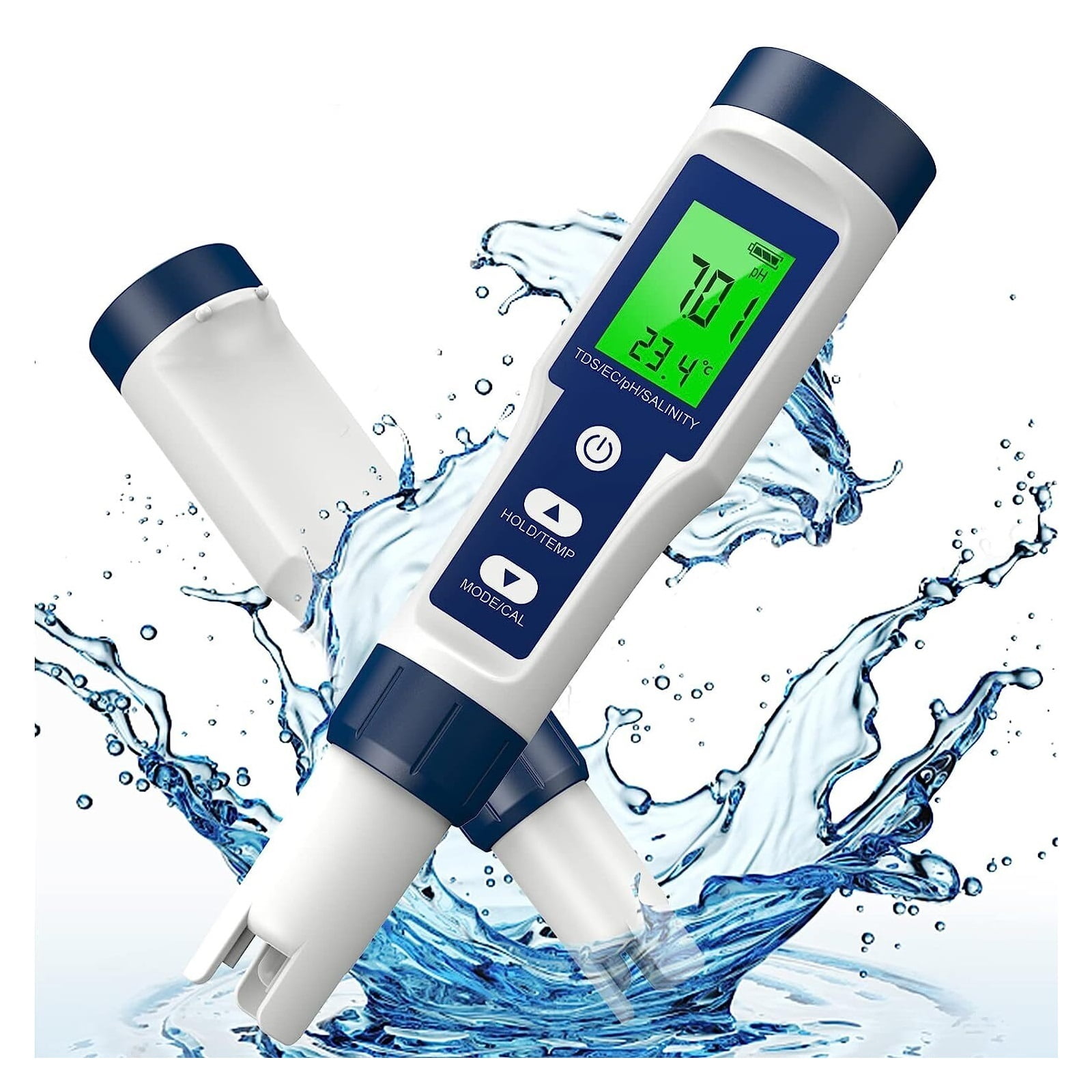 5 in 1 PH TDS Meter, PH/TDS/EC/TEMP/SALT Meter 0-14 PH, 0-20000 PPM ...