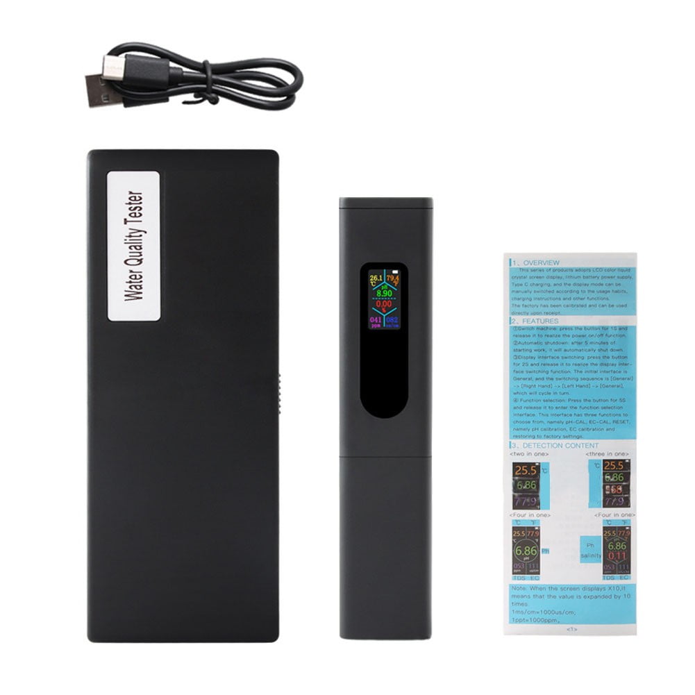 5 in 1 PH Water Quality Tester Digital Salinity Meter EC Monitor ...