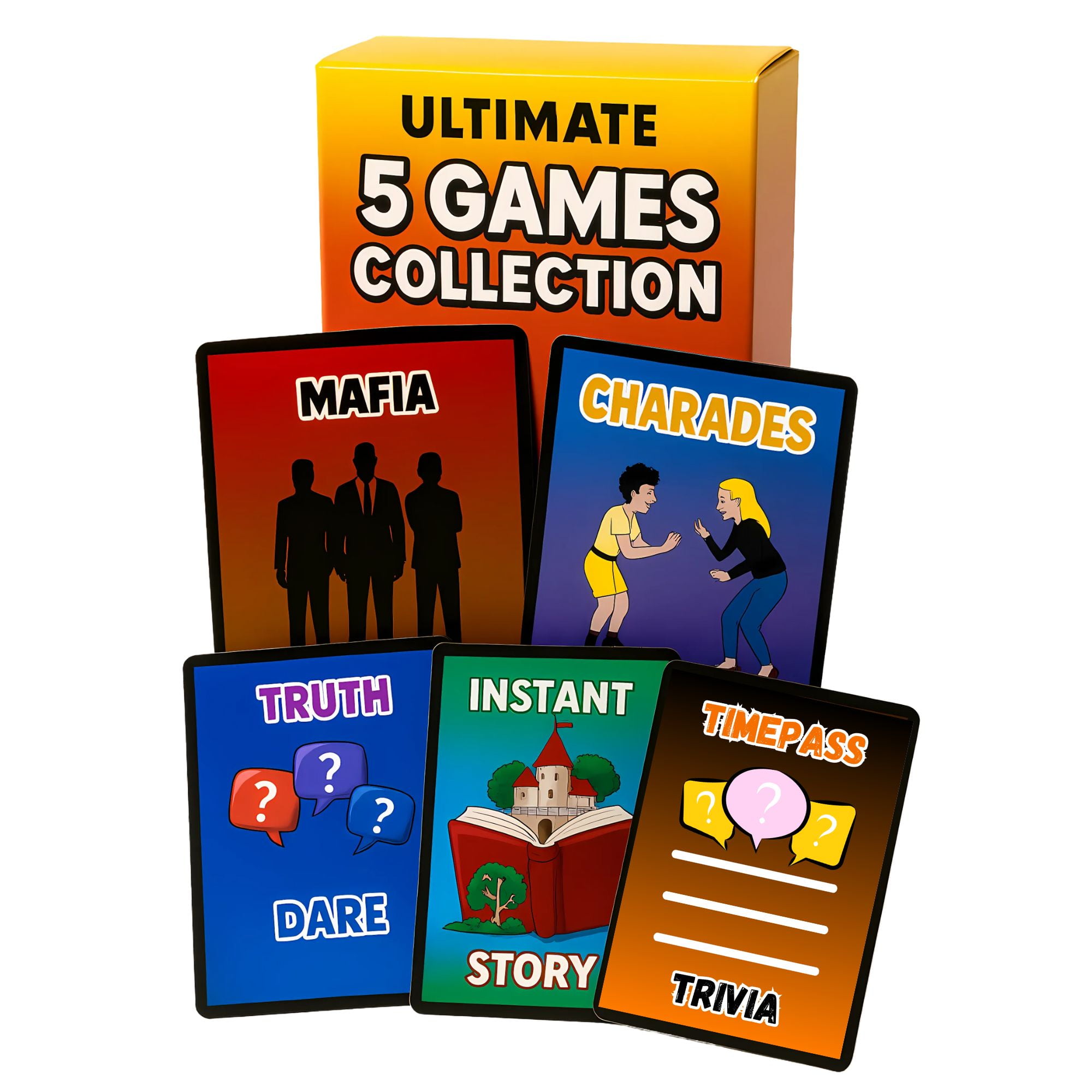 5-in-1 Party Games: Mafia War, 180 Crazy Charades, 150 Trivia Questions ...