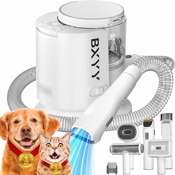 5-in-1 Pet Grooming Vacuum Kit - Detachable Clippers, 12000Pa Suction ...