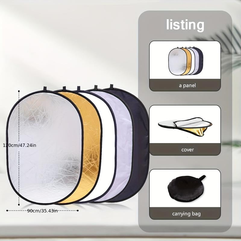 5-in-1 Photo Reflector Disc | 59x78 Inches Large Oval Collapsible Light ...