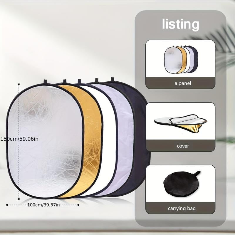 5-in-1 Photo Reflector Disc | 59x78 Inches Large Oval Collapsible Light ...