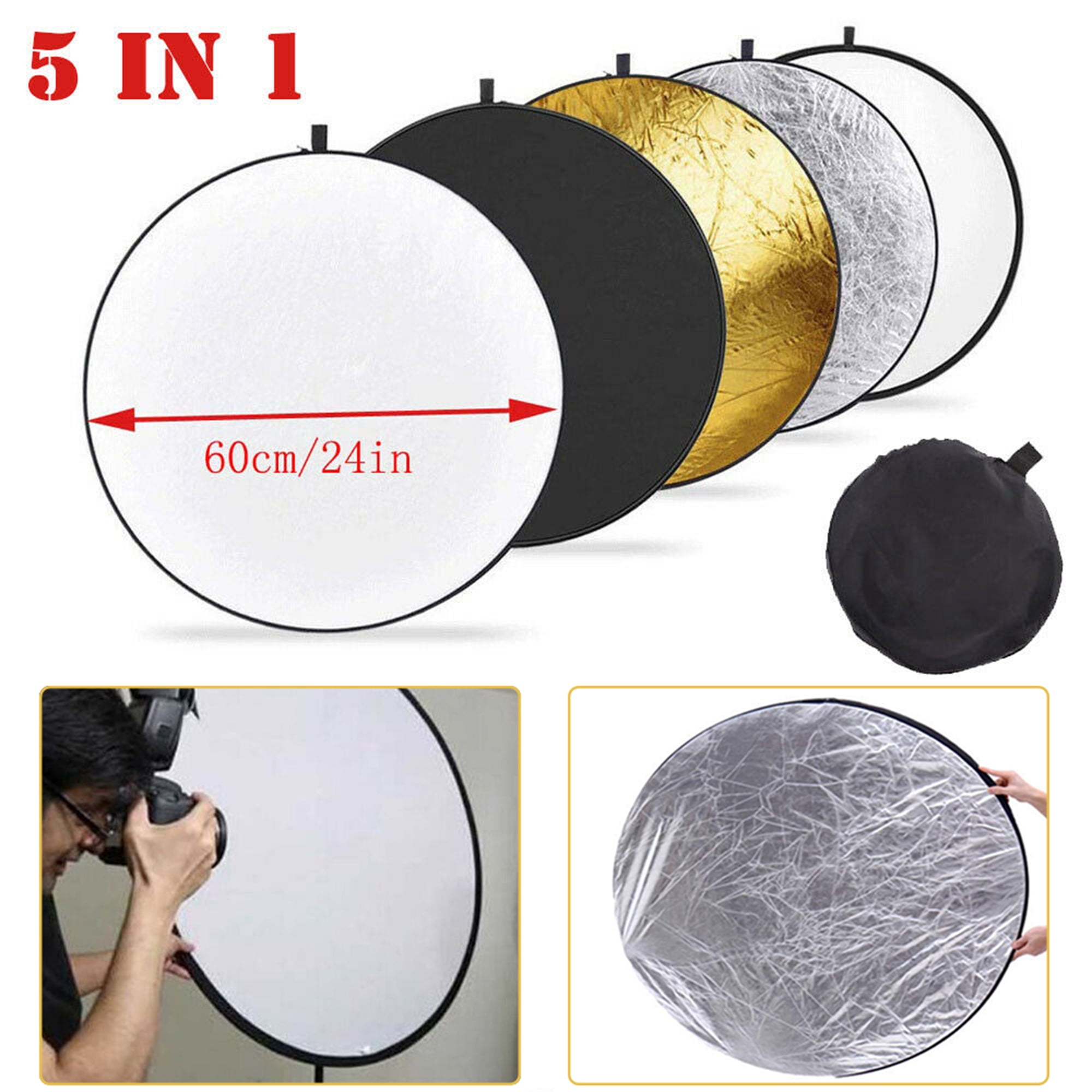 5 in 1 Portable Collapsible Video Studio Photo Round Lighting Reflector ...