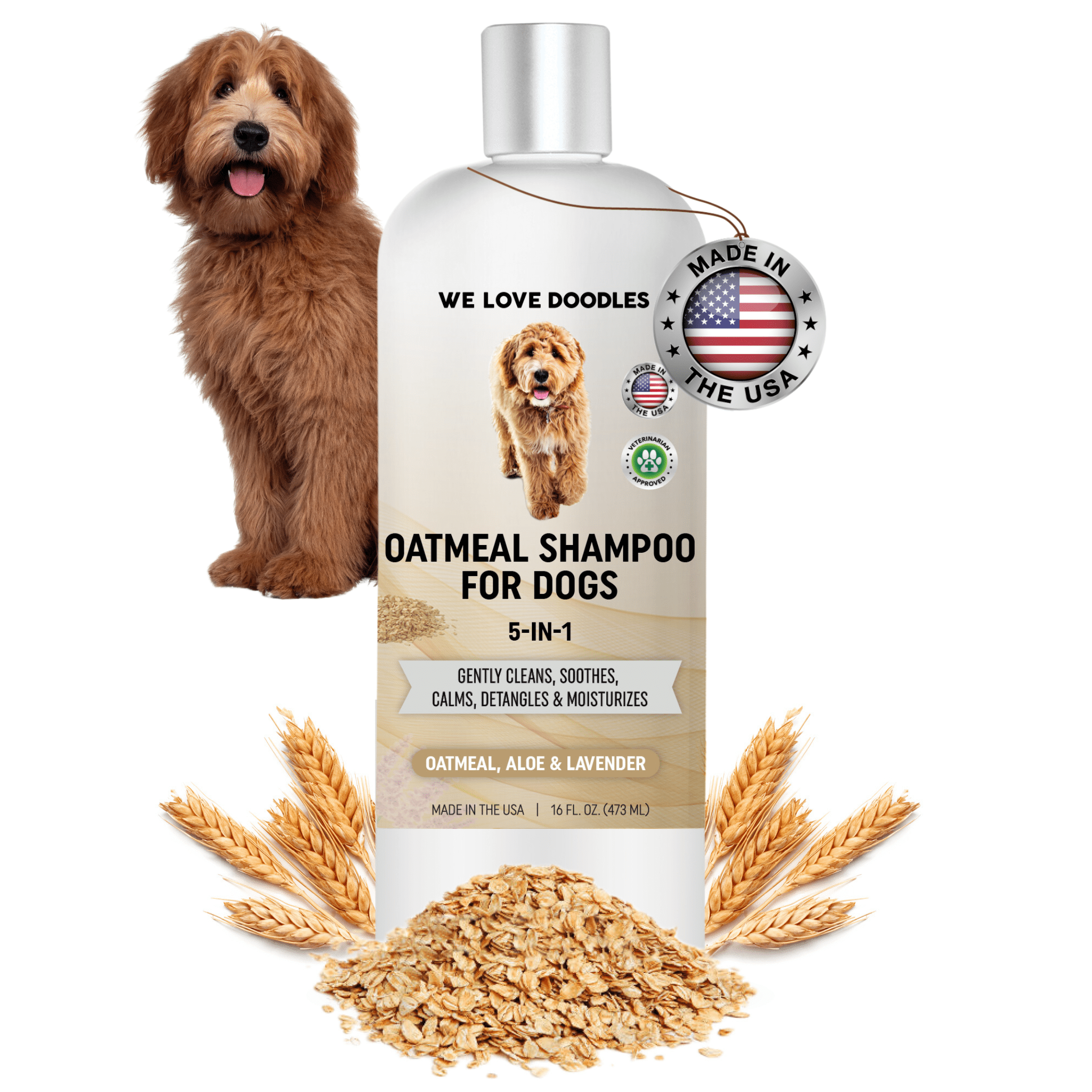 5-in-1 Premium Oatmeal Shampoo for Dogs, Gentle for Itchy & Sensitive ...