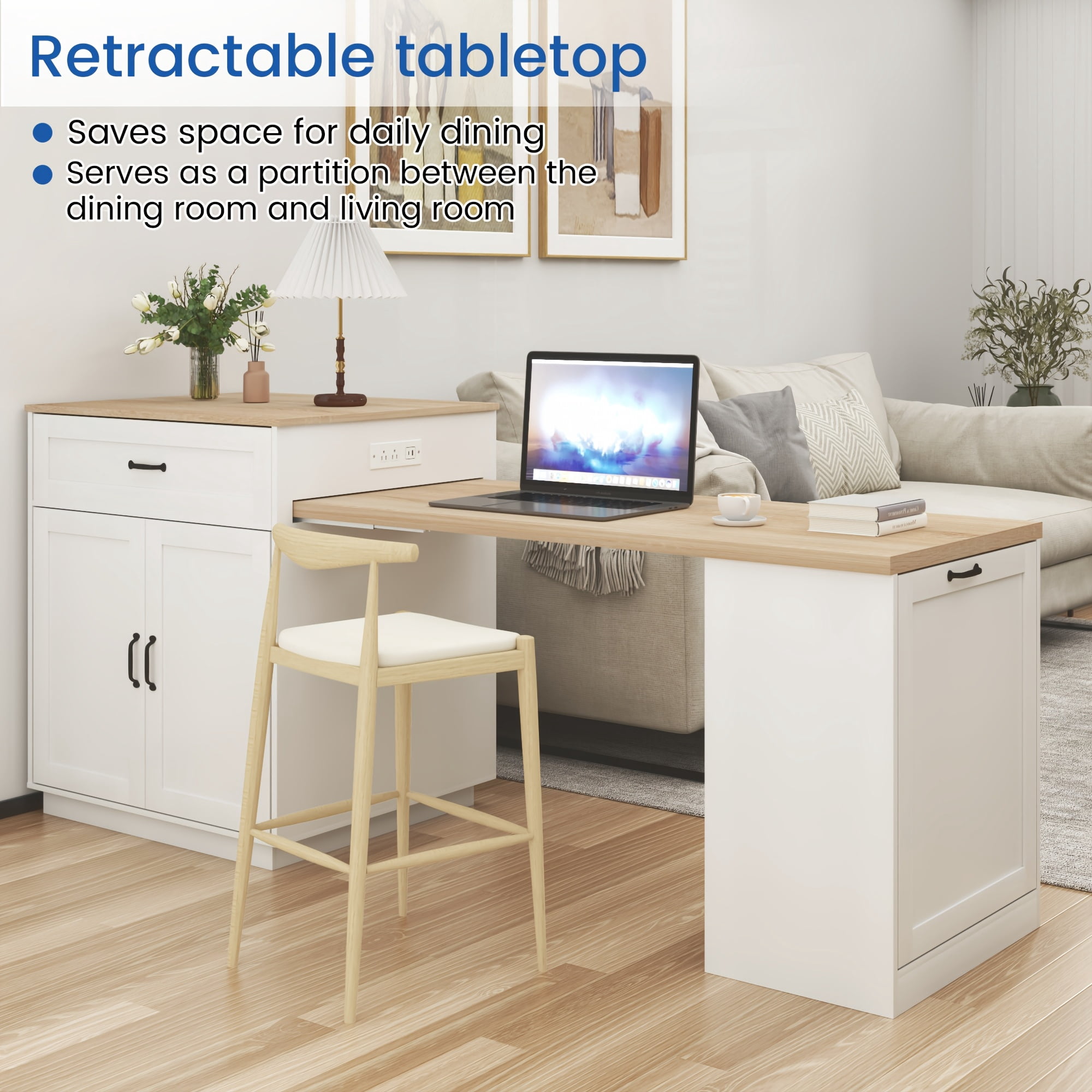 5-in-1 Pull-Out Mobile Kitchen Island | Extendable Table with Wheels ...