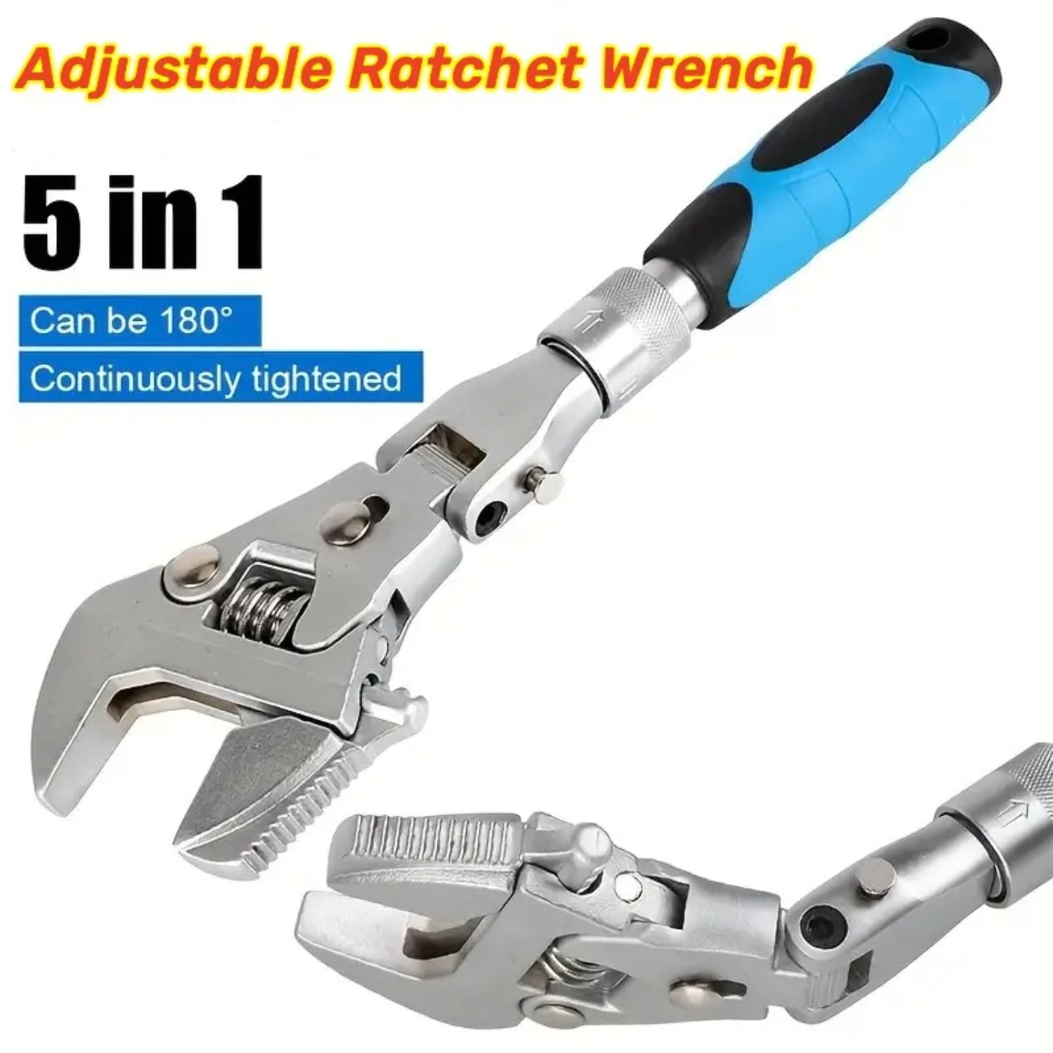 5 in 1 Ratchet Wrench 180 Degree Folding Adjustable Torque With ...