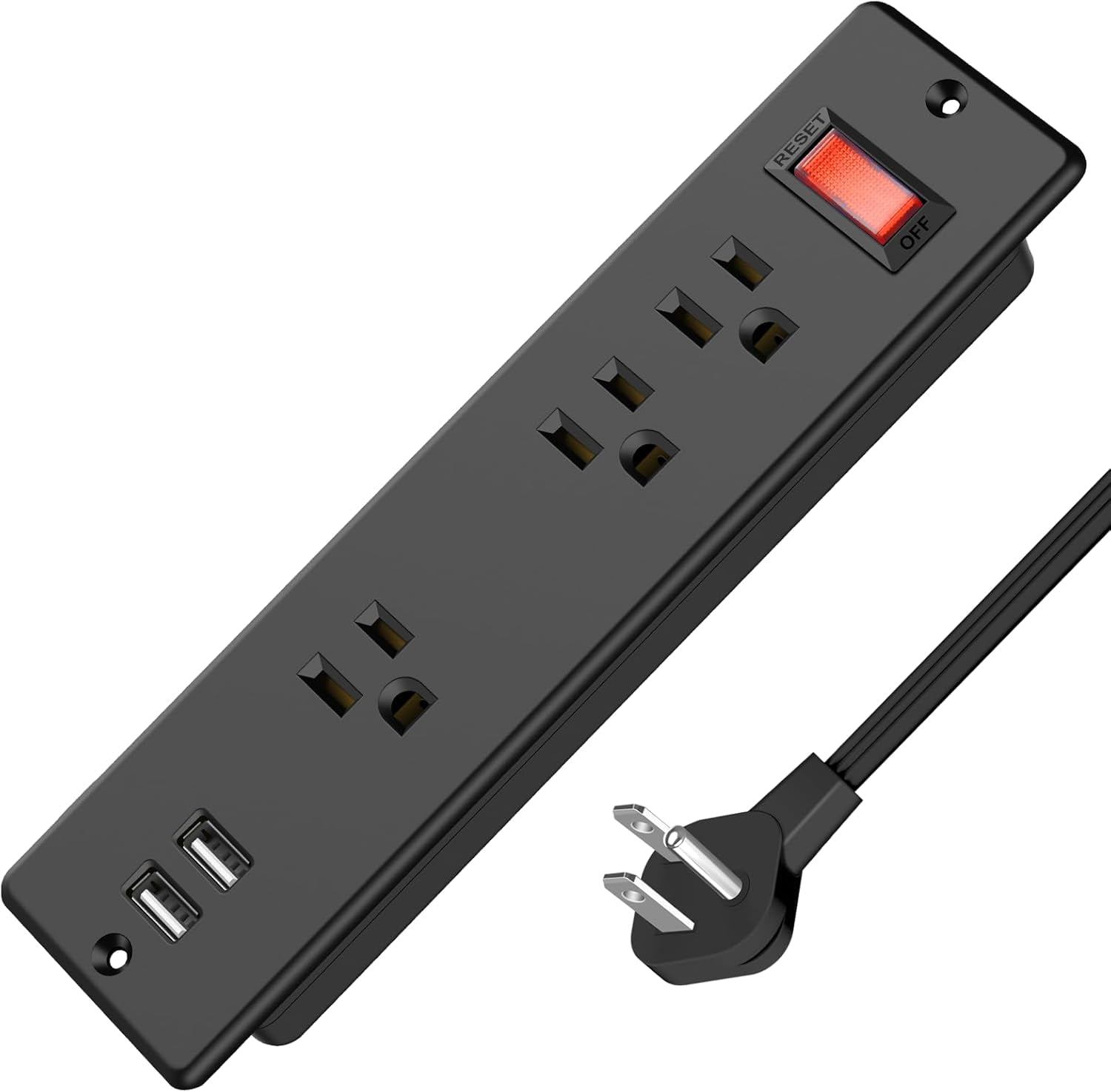 5 in 1 Recessed Outlet with Switch, Furniture Power Strip with USB, 3 ...